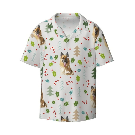 Disketp Men's Hawaiian German Shepherd Dog Print Shirts Button Down ...