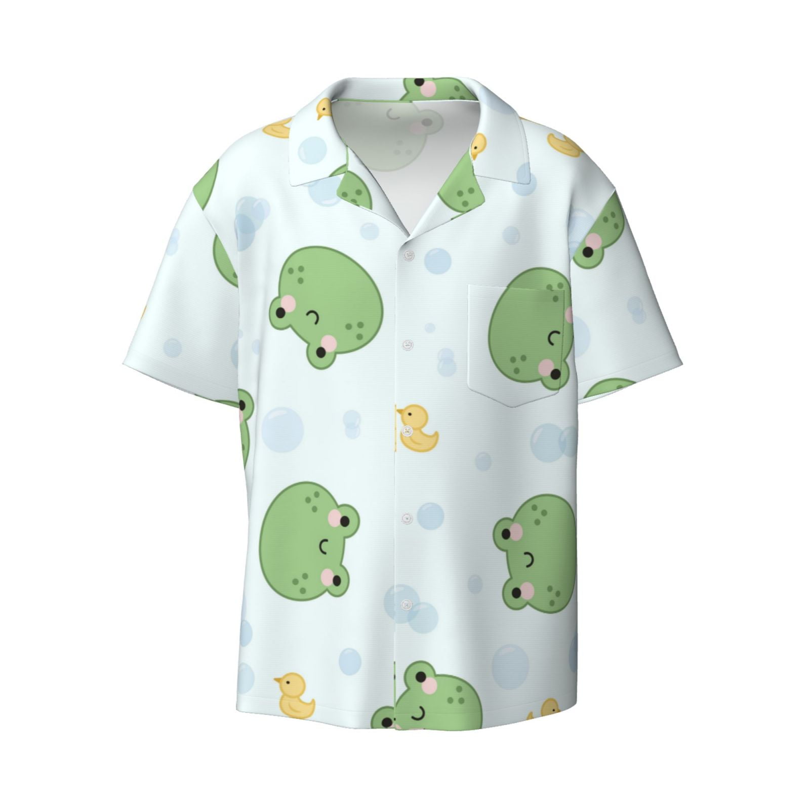 Disketp Men's Hawaiian Kawaii Frogs Print Shirts Button Down Holiday ...