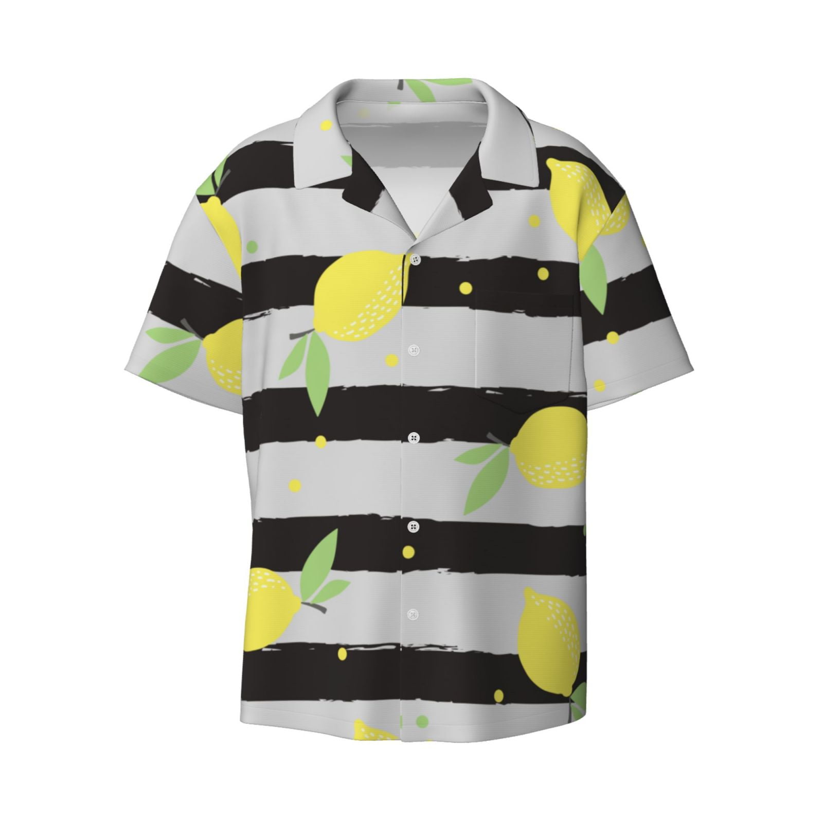 Disketp Men's Hawaiian Lemon Print Shirts Button Down Holiday Beach ...