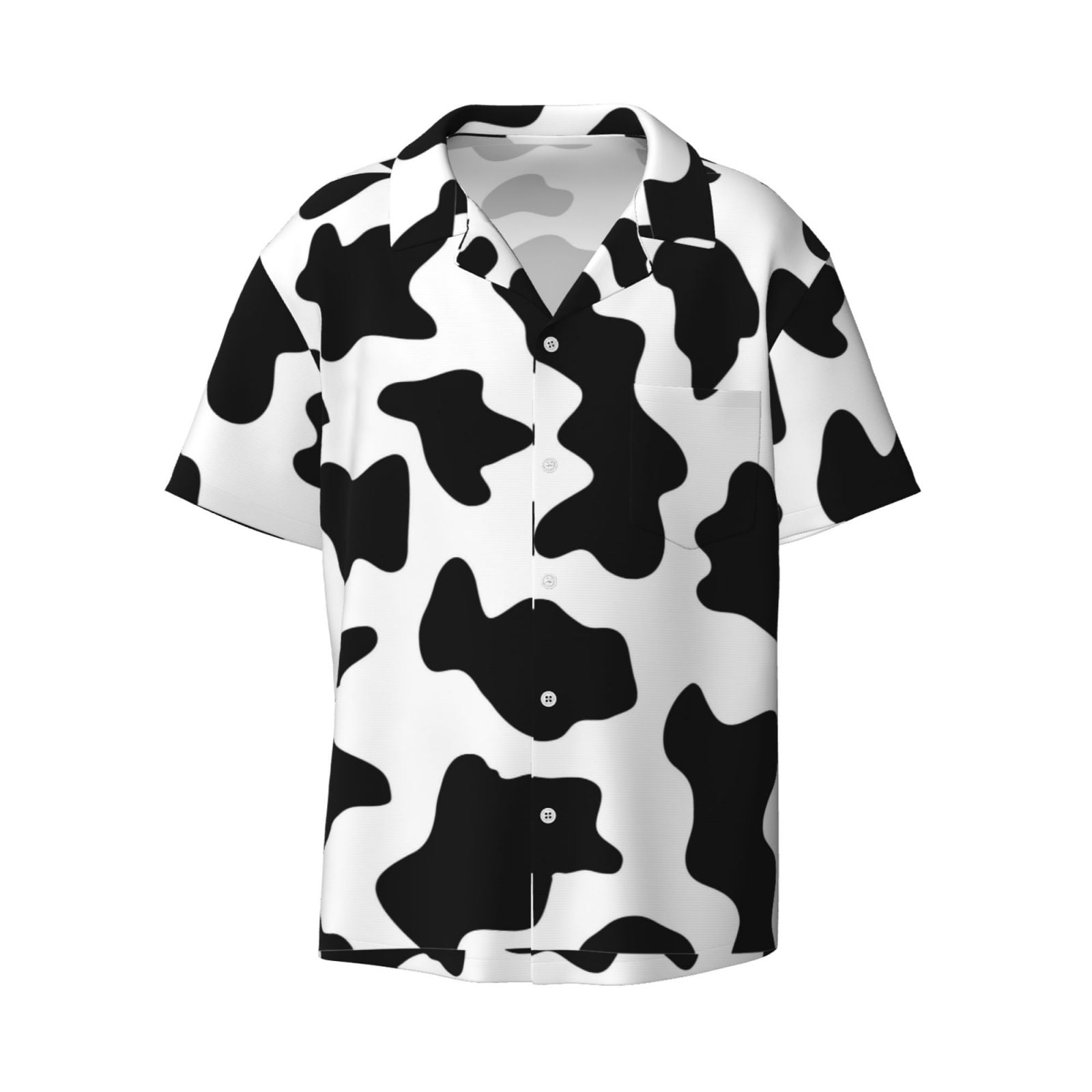 Disketp Men's Hawaiian Milk Cow Print Shirts Button Down Holiday Beach ...