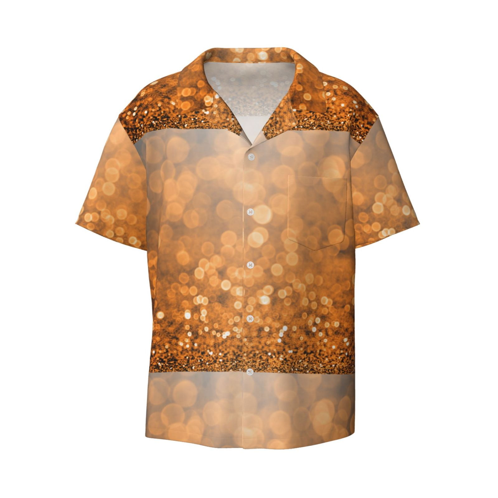 Disketp Men's Hawaiian Sparkling Orange and Black Print Shirts Button ...