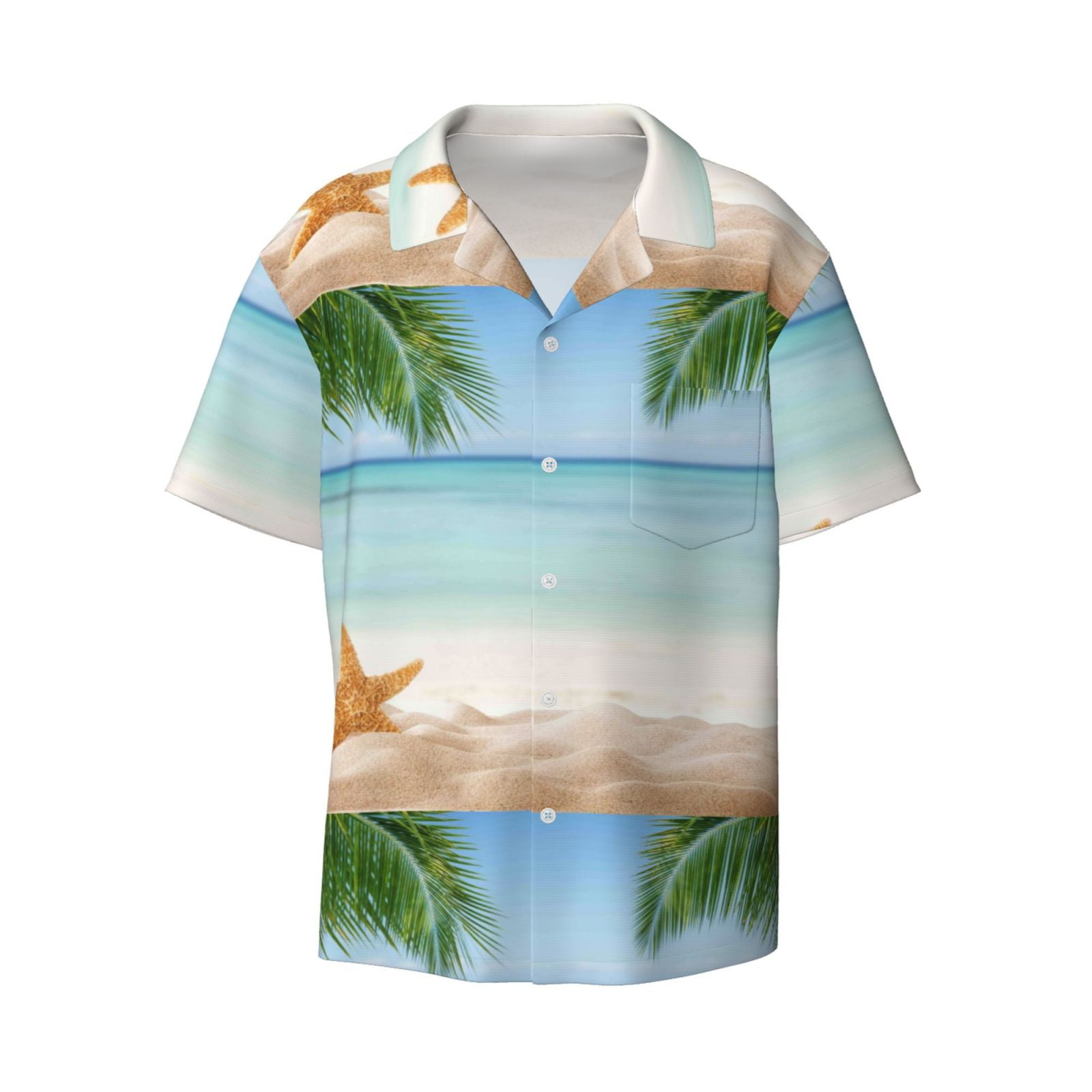 Disketp Men's Hawaiian Starfish in Beach Print Shirts Button Down ...