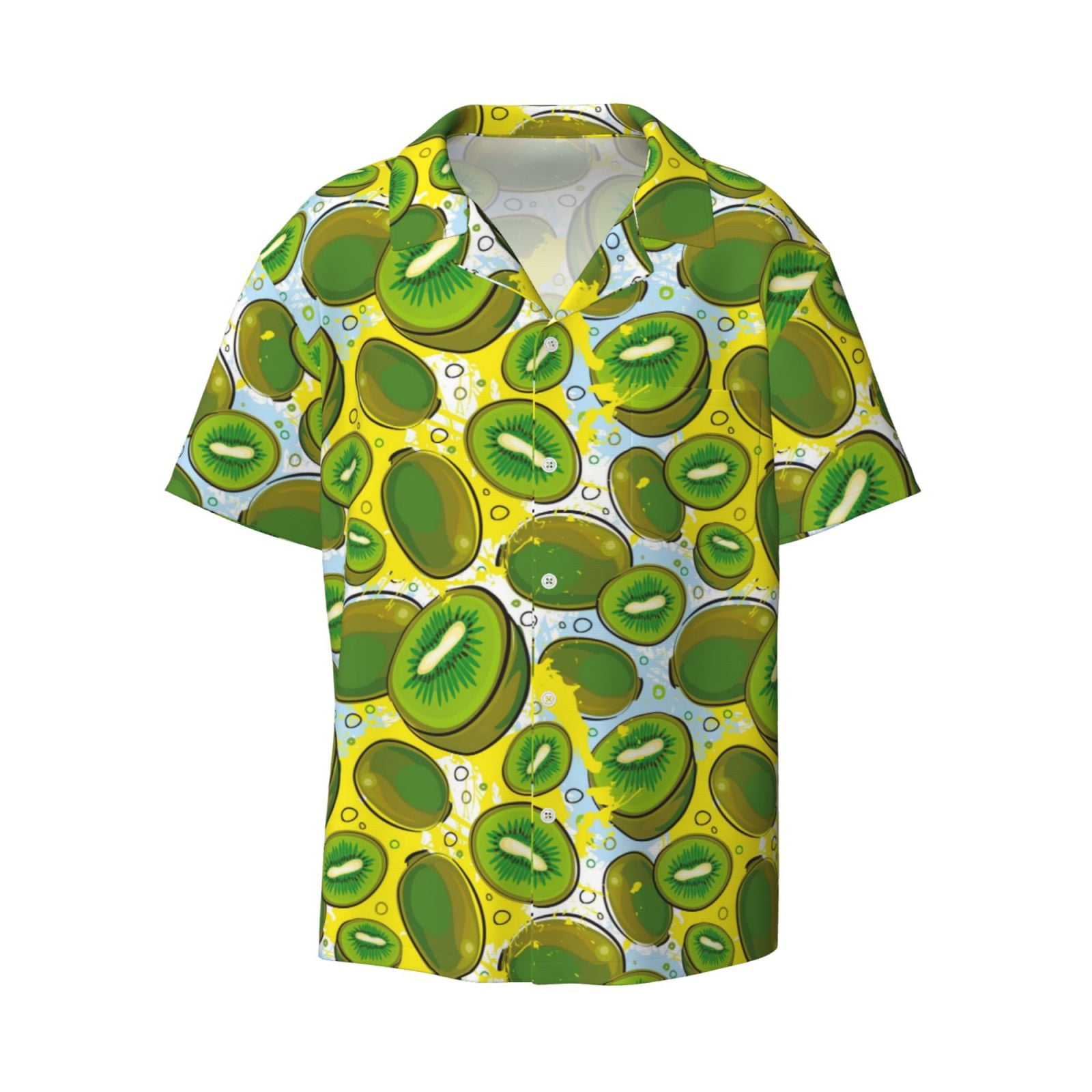 Disketp Men's Hawaiian Watercolor Kiwi Fruits Summer Print Shirts ...