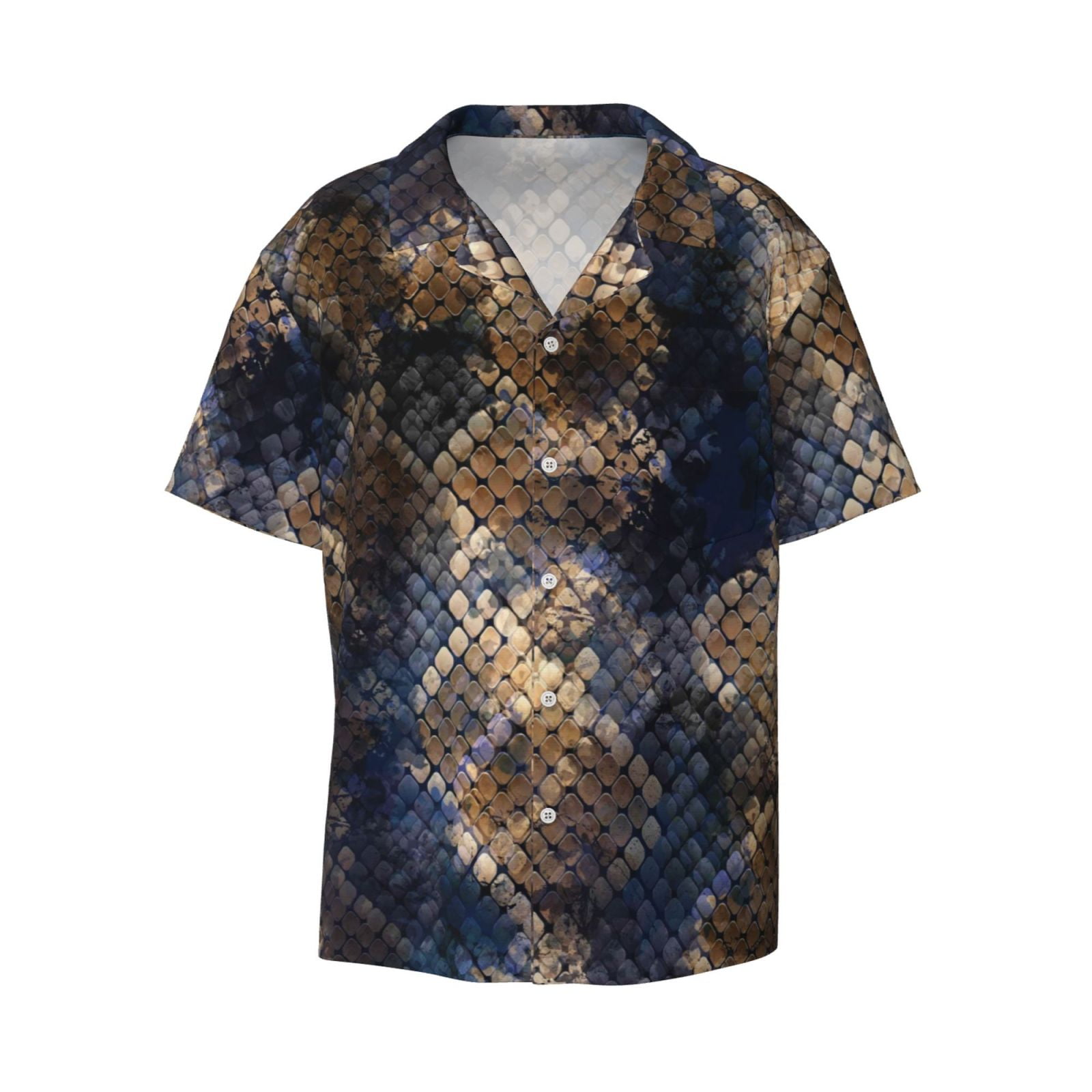 Disketp Men's Hawaiian Watercolor Snake Skin Print Shirts Button Down ...