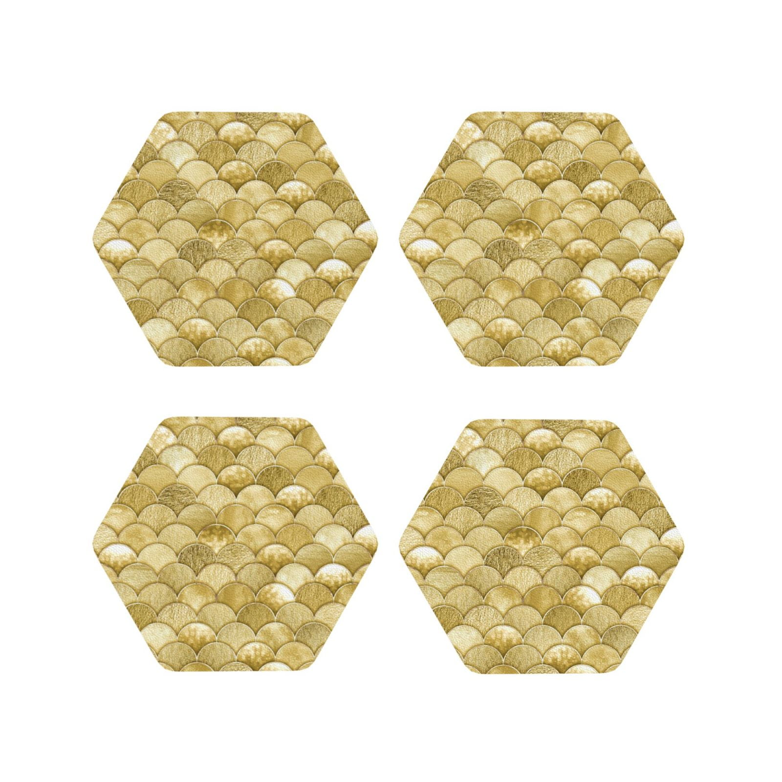 Disketp Mermaid Fish Scale Funny Coasters,4 Pcs Leather Coasters with ...