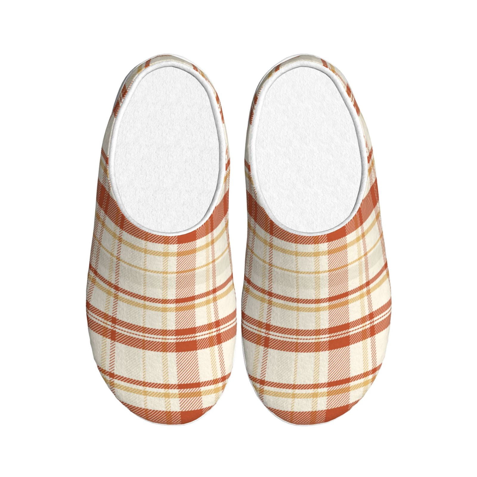Disketp Minimalist plaid Women's Men's Slippers Plush Slip-On House ...