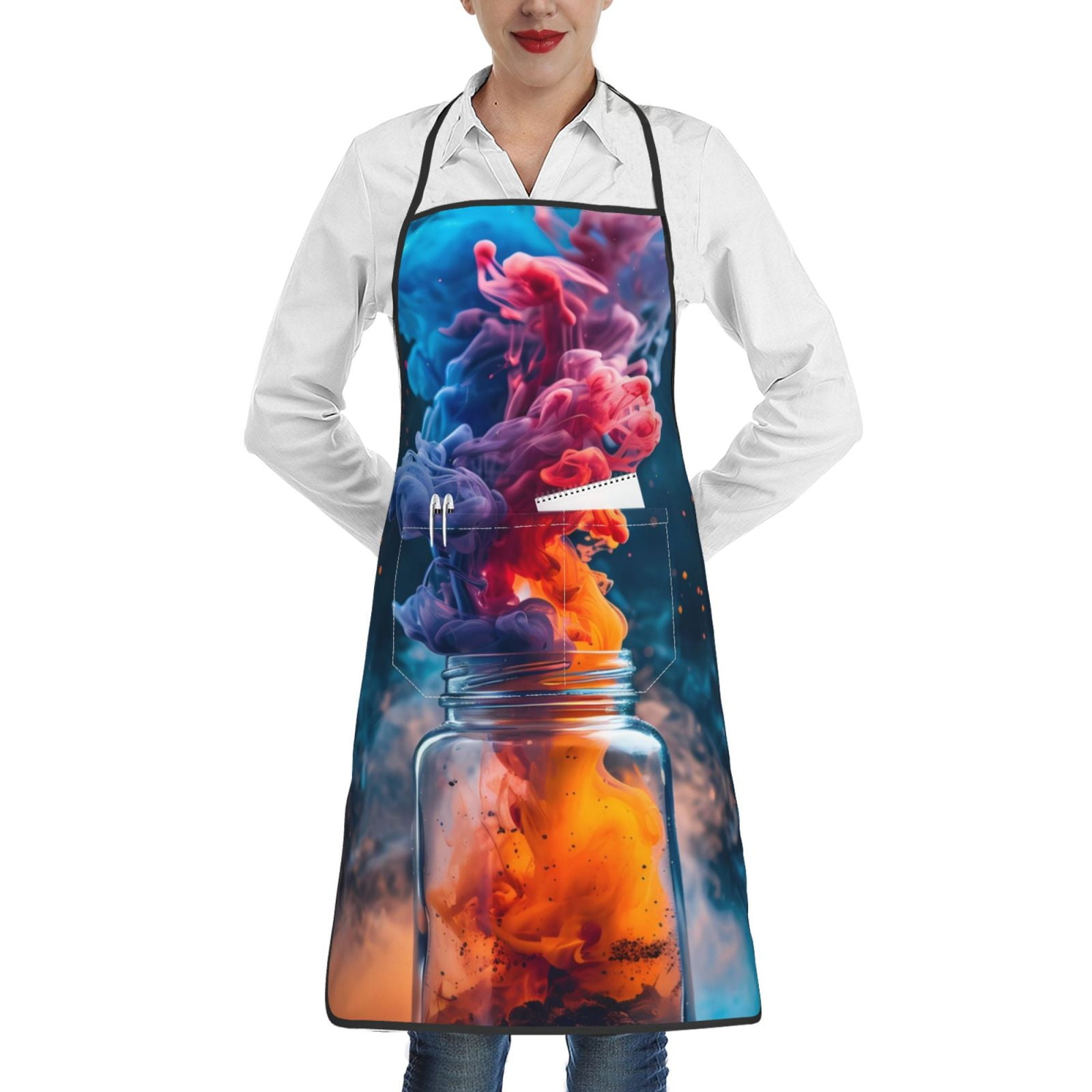 Disketp Modern Art Red And Blue Colors Kitchen Apron with adjustable ...