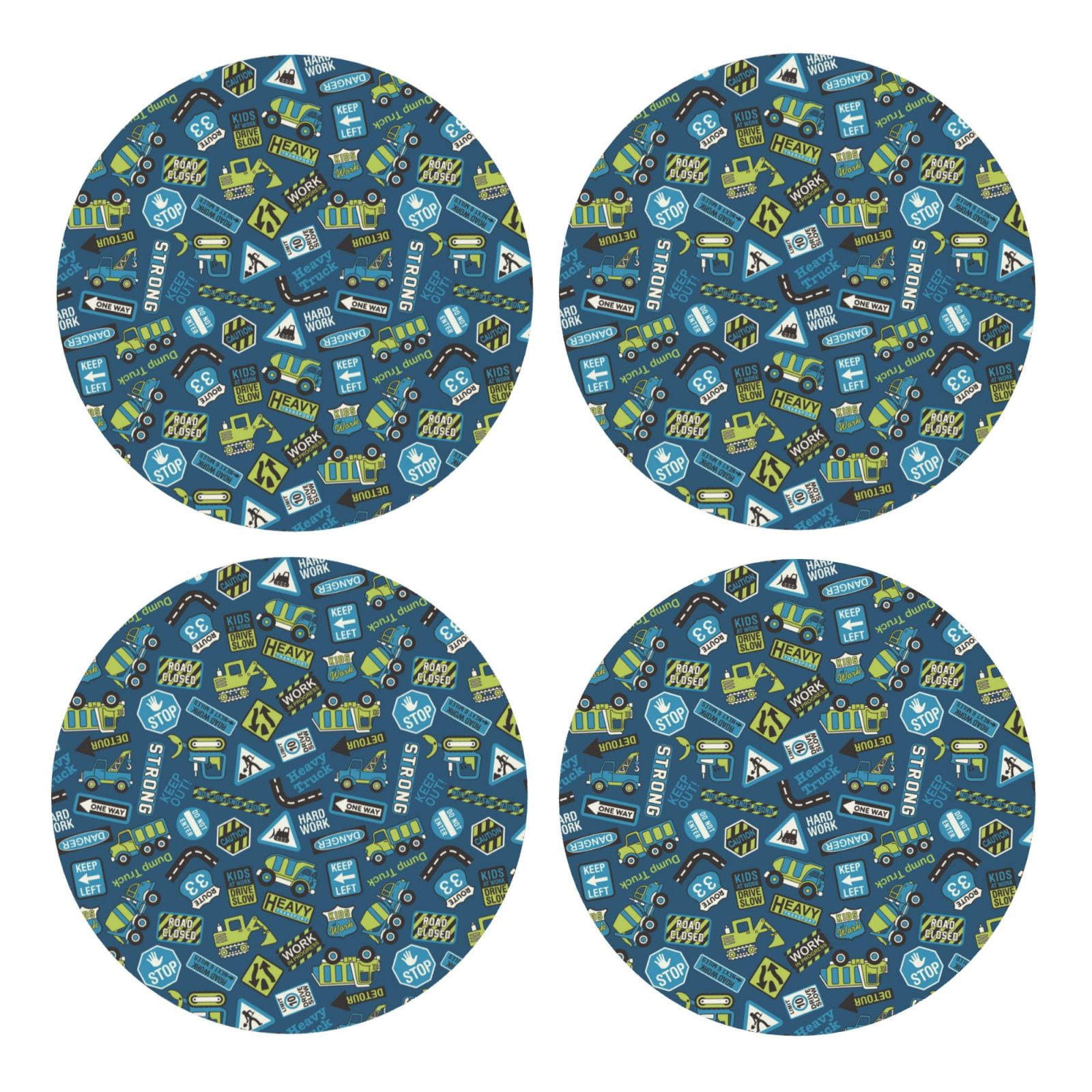 Disketp Modern Excavator MDF Cork Coaster 4 Pcs - Absorbent Beverage ...