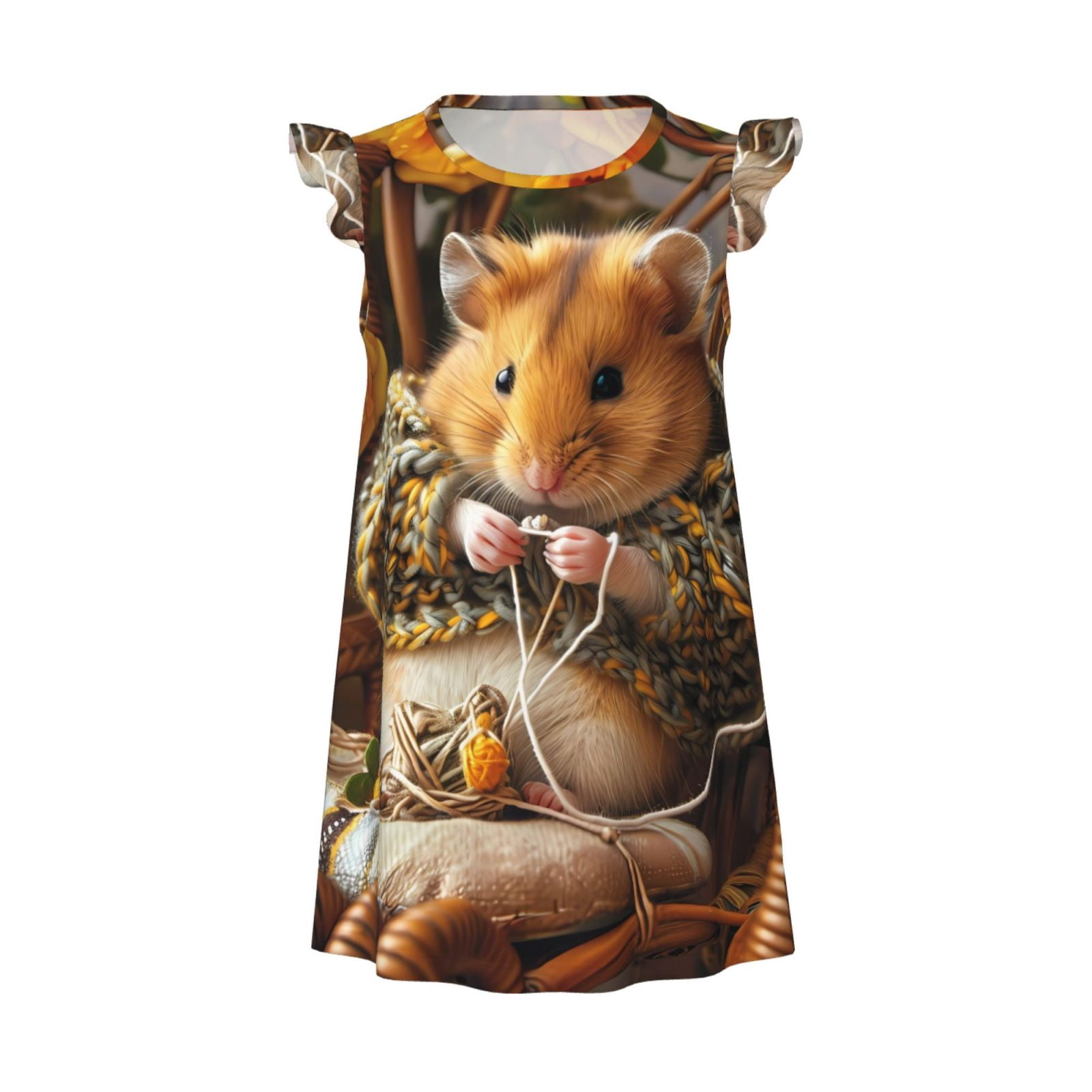 Disketp Modern Floral Guinea Pig Print Girls Nightgowns 3-10 Years ...