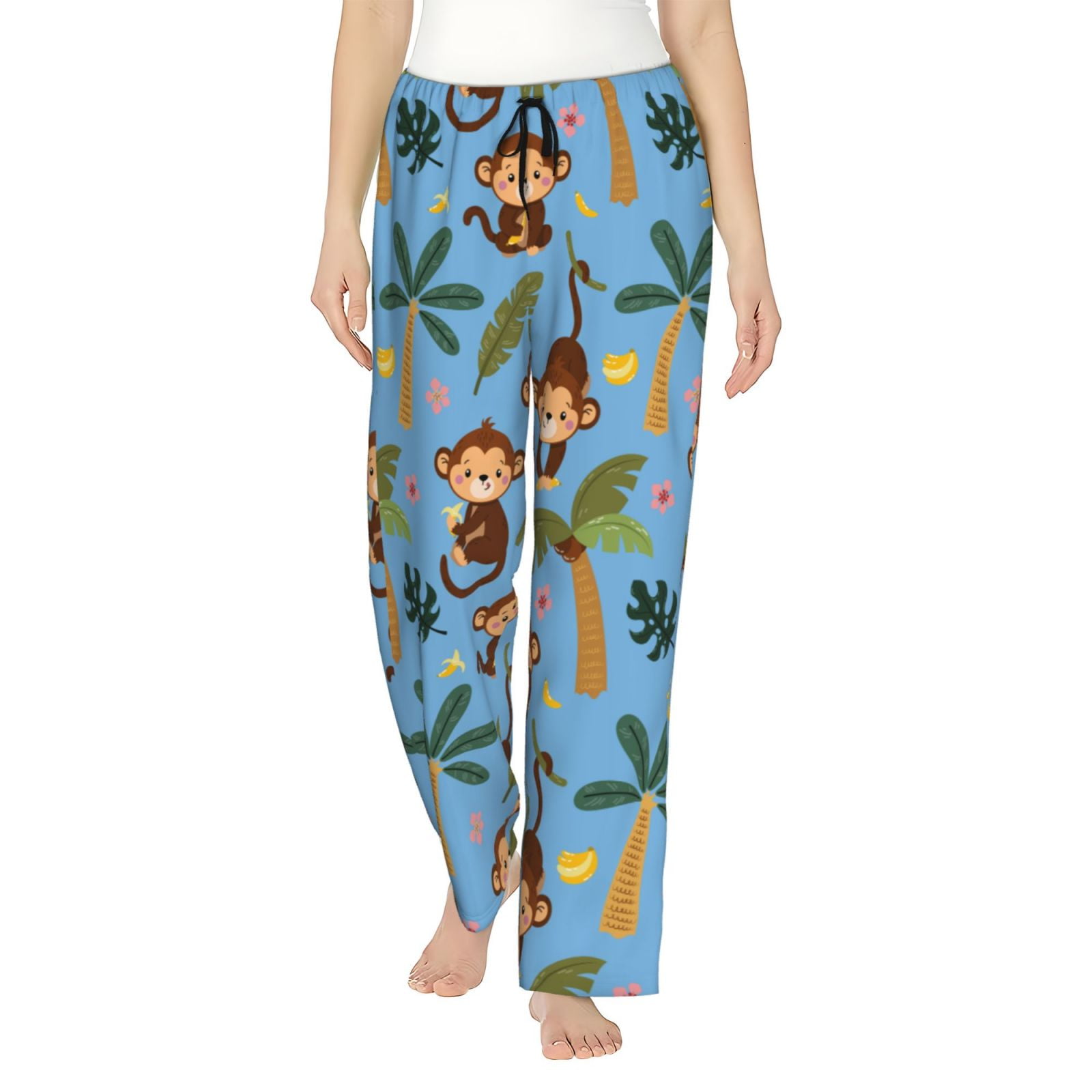 Disketp Monkeys Swinging From Palms Print Women'S Comfy Pajama Pants ...