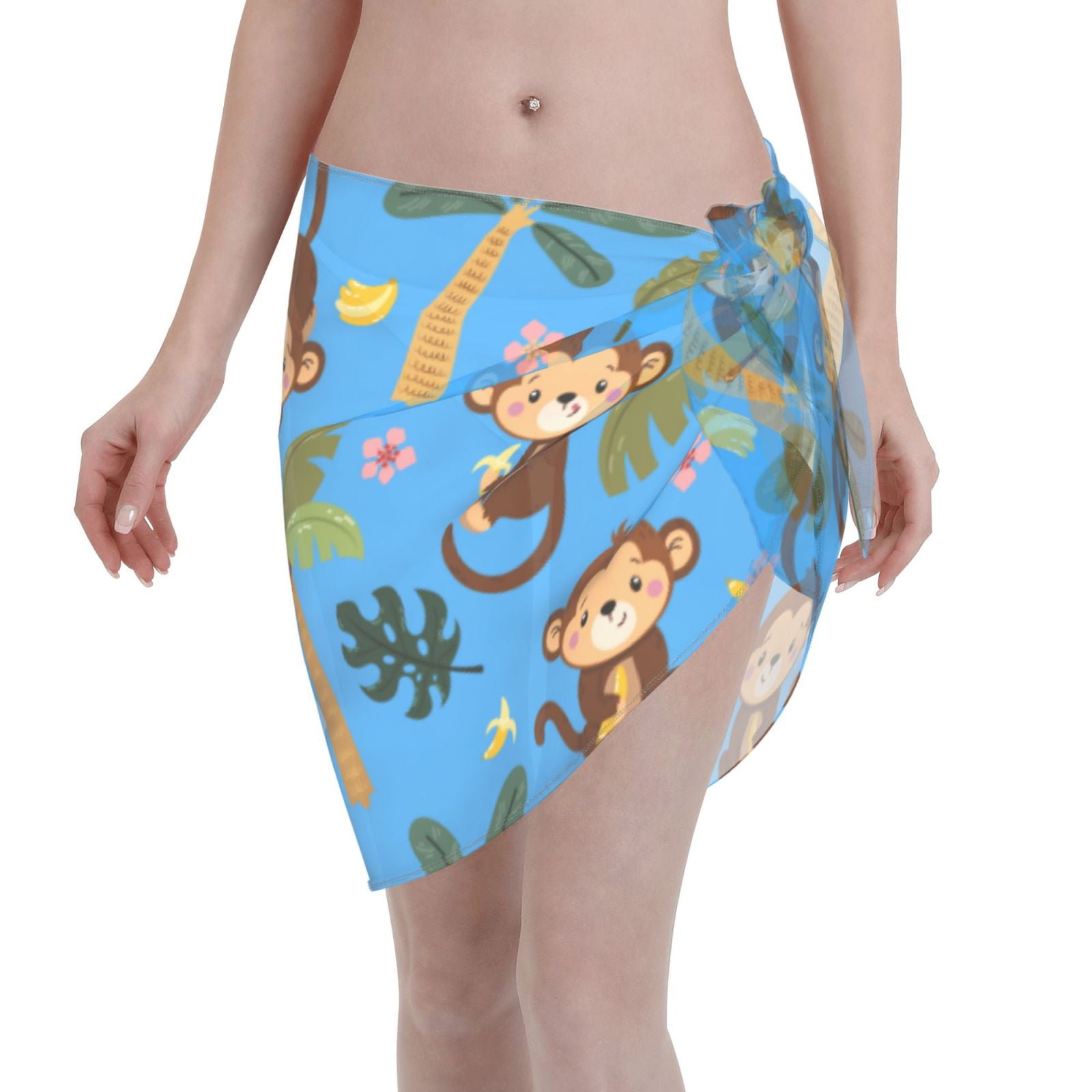 Disketp Monkeys Swinging From Palms Women Swimsuit Cover Up Short ...