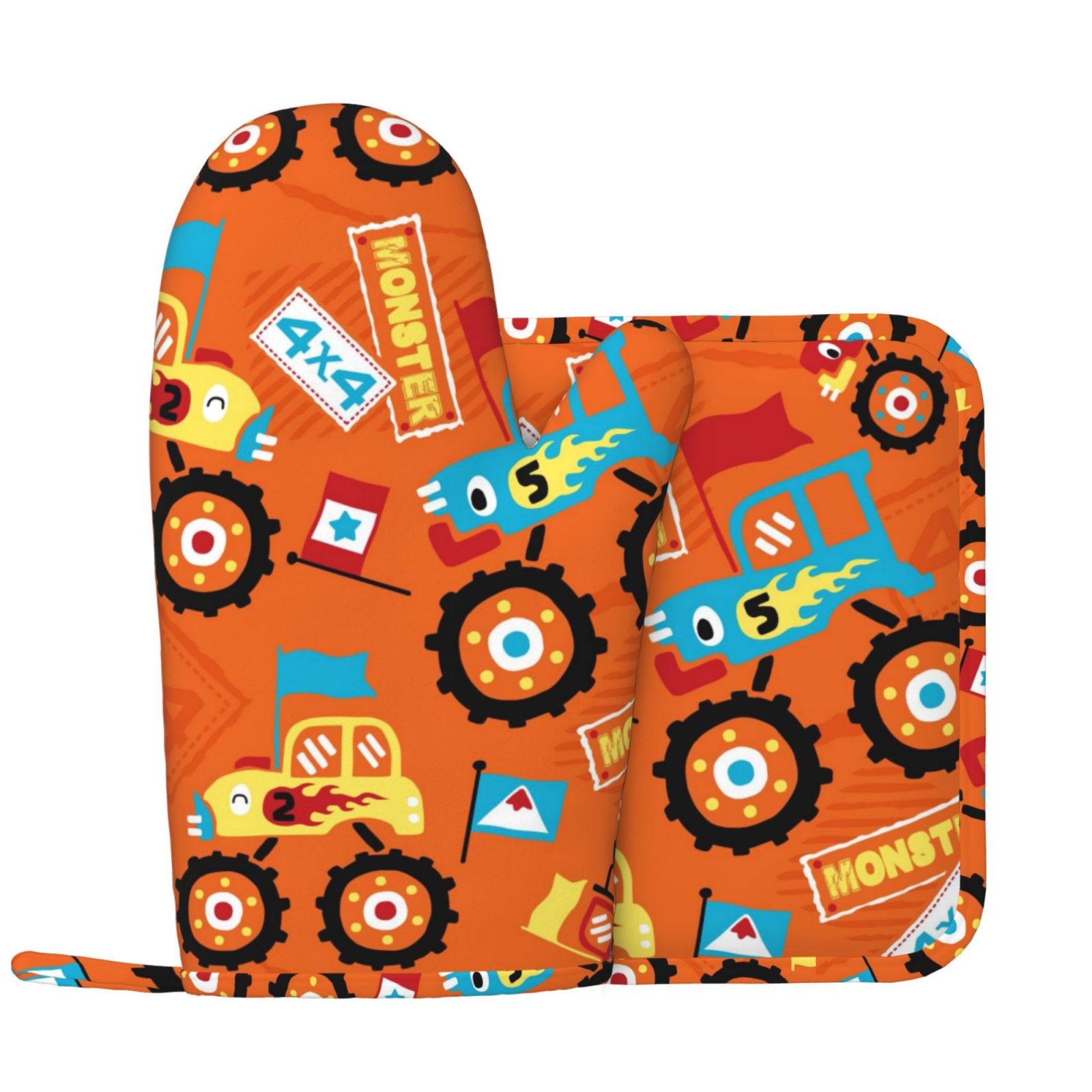 Disketp Monster Truck,Truck Cartoon Oven Mitts And Potholders Bbq ...
