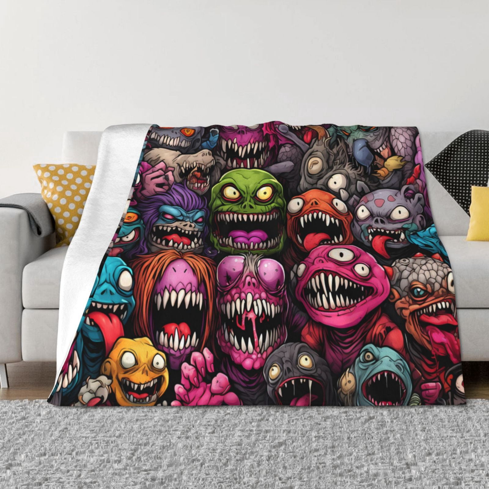 Disketp Monstrous Cartoon Characters Flannel Blankets - Thick and Warm ...