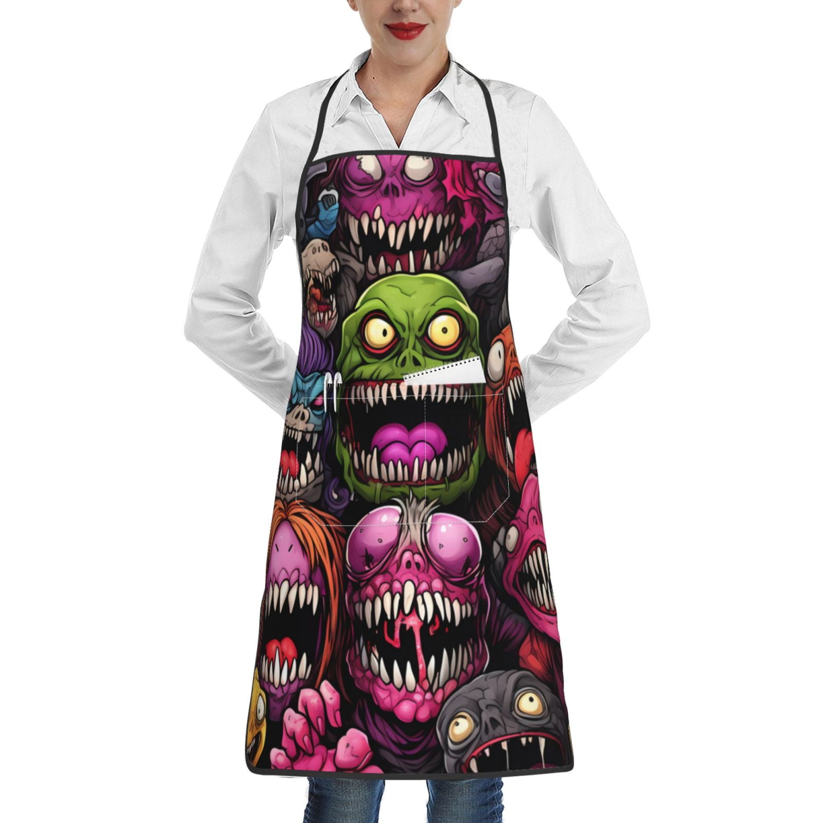 Disketp Monstrous Cartoon Characters Kitchen Apron with adjustable ...