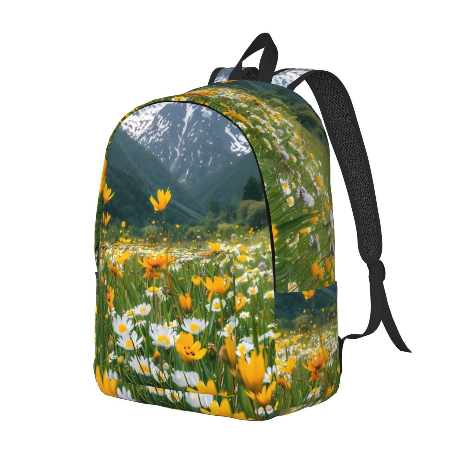 Disketp Mountain Daisy Meadow Canvas Backpack Lightweight Travel ...