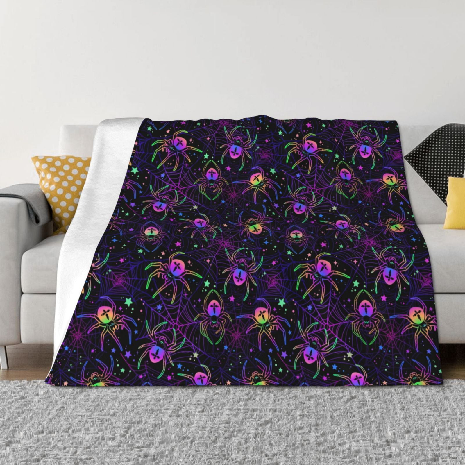 Disketp Multi-colored Spiders Flannel Blankets - Thick and Warm Blanket ...