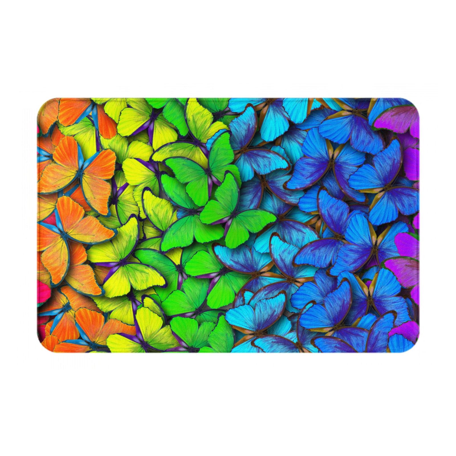 Disketp Multicolored Butterflies Mat For Front Door Outside - Doormat ...