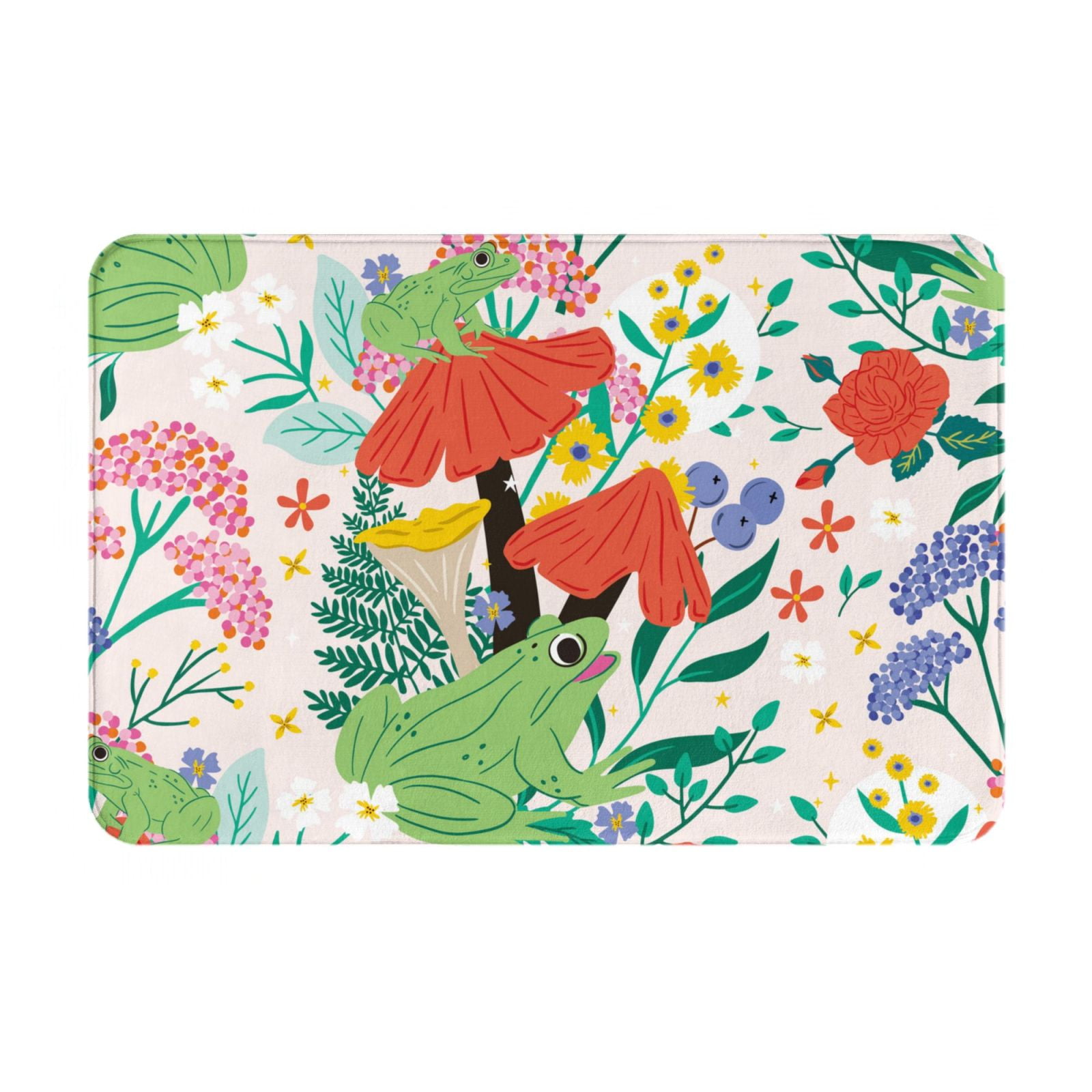 Disketp Mushroom And Frogs Mat For Front Door Outside - Doormat Outdoor ...
