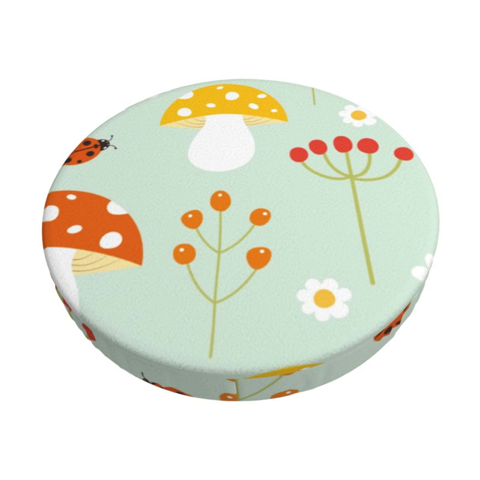 Disketp Mushroom Bee Stool Covers Round, Super Soft Round Bar Stool ...