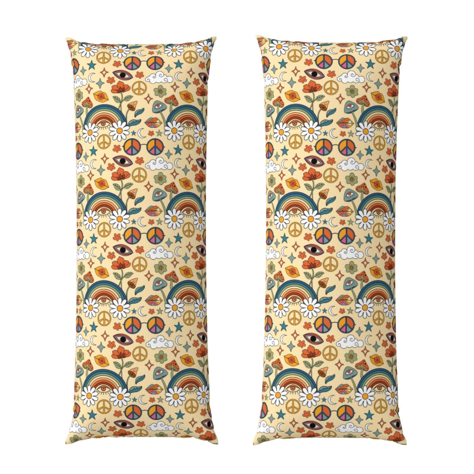 Disketp Mushrooms And Rainbows Peace Print Body Pillow Cover - Super ...