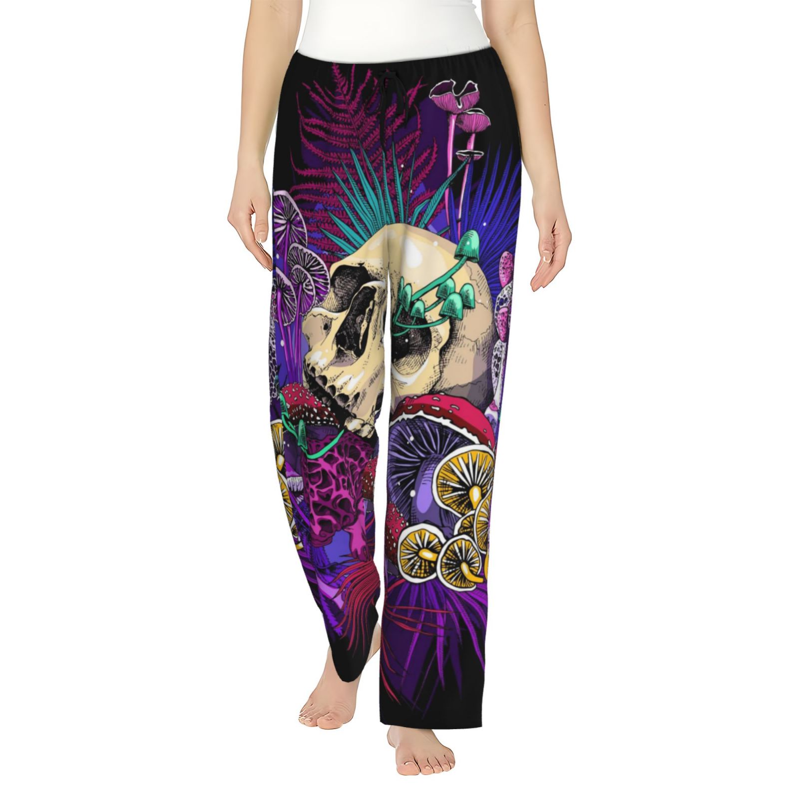 Disketp Mushrooms And Skull Print Women'S Comfy Pajama Pants Casual ...