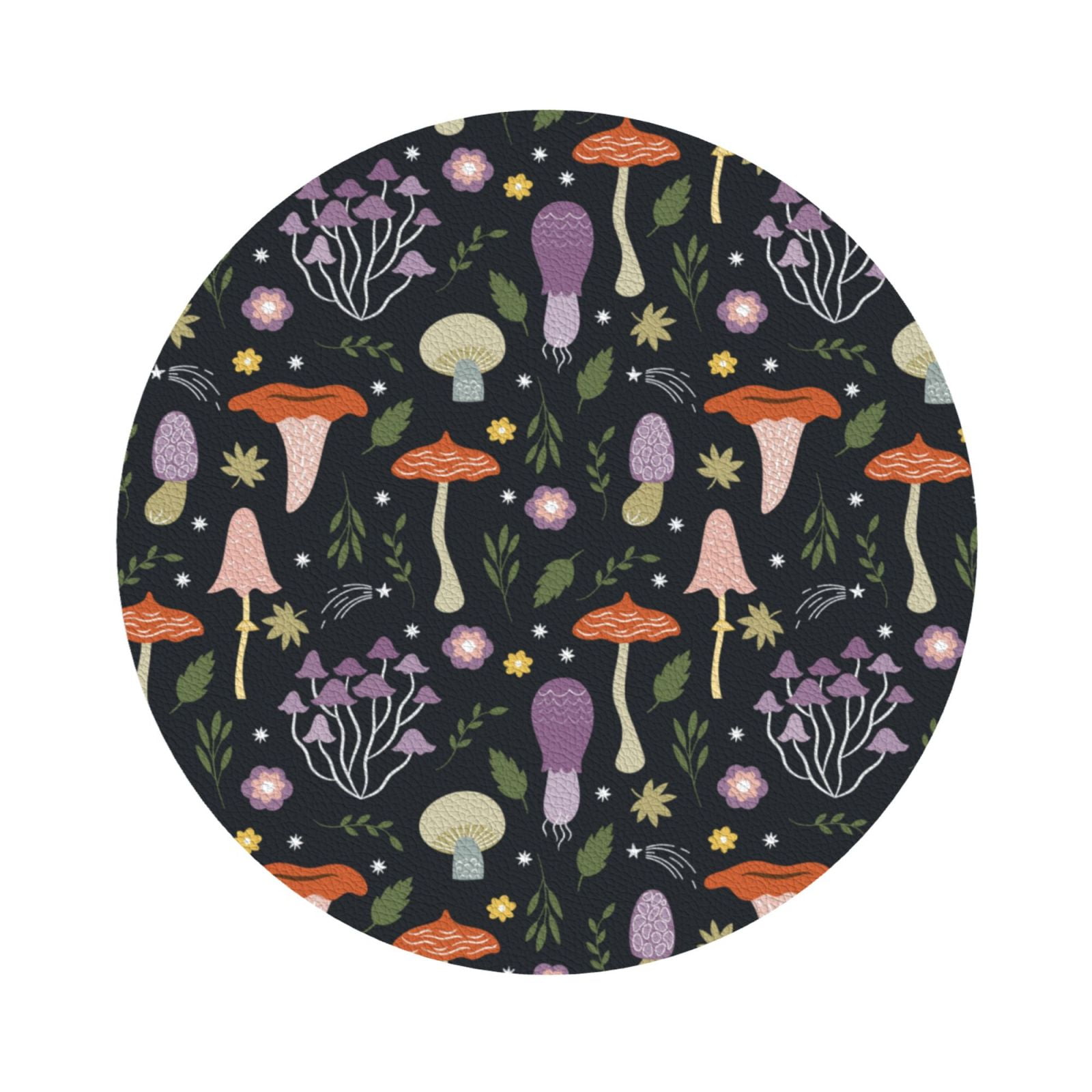 Disketp Mushrooms Funny Coasters,4 Pcs Leather Coasters With Holder ...