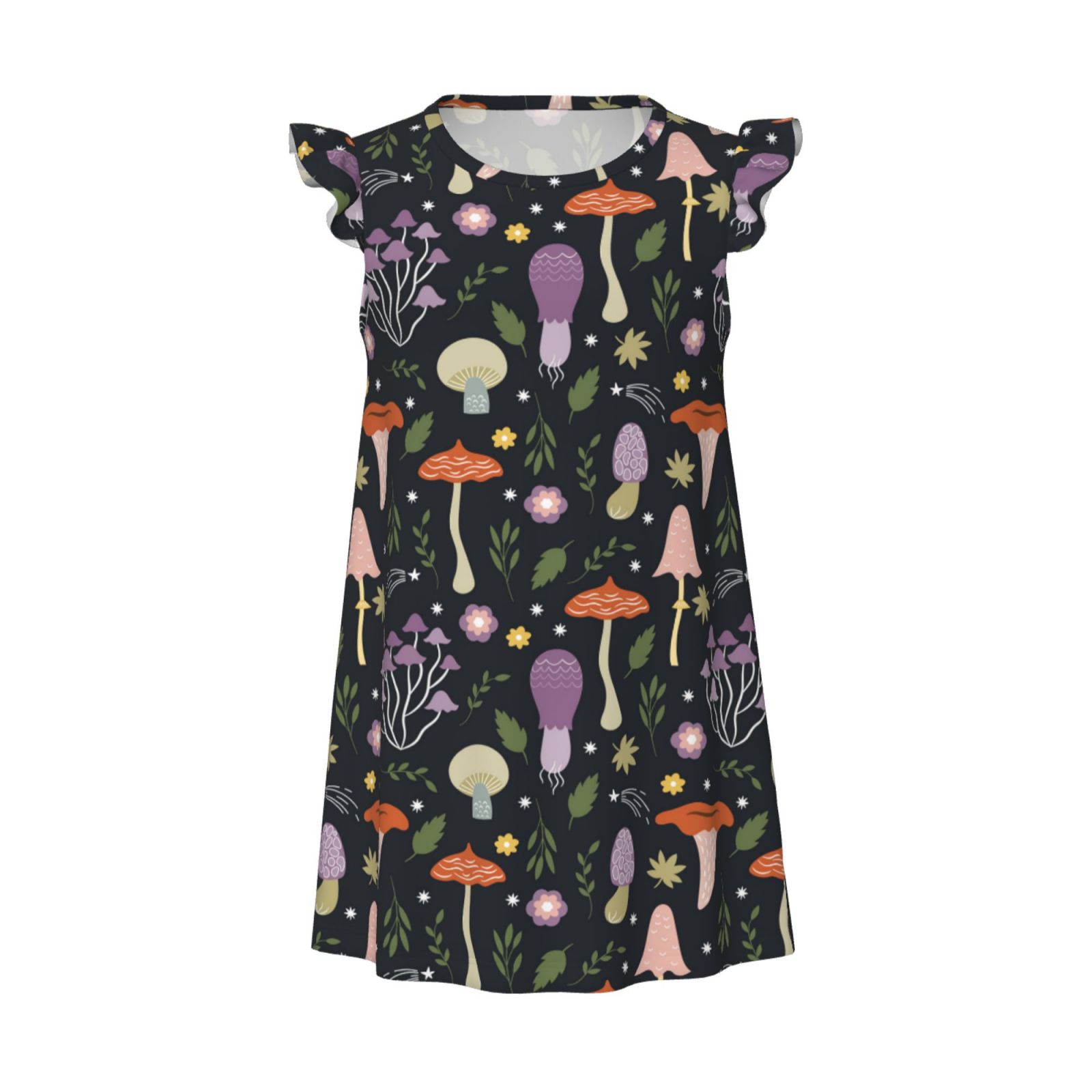 Disketp Mushrooms Print Girls Nightgowns 3-10 Years Flutter Short ...