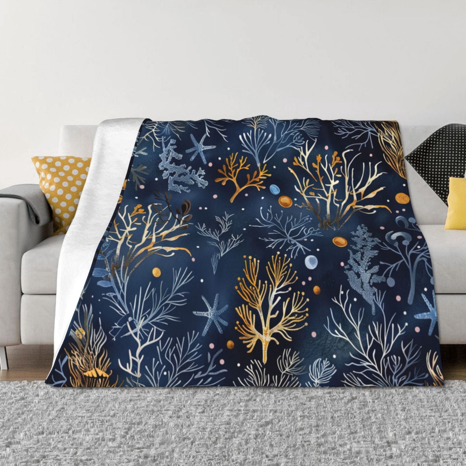 Disketp Mystical Underwater Coral Scene Flannel Blankets - Thick and ...