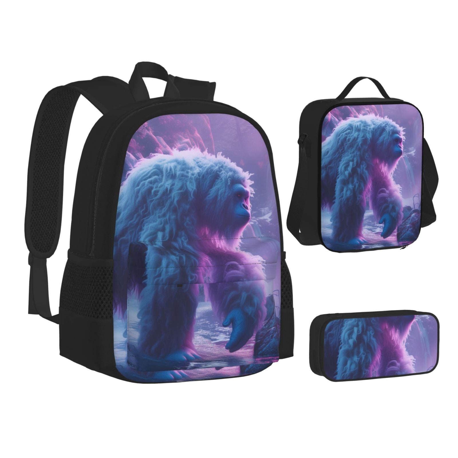 Disketp Mystical White gorilla Jungle Large Capacity Backpack Lunch Bag ...