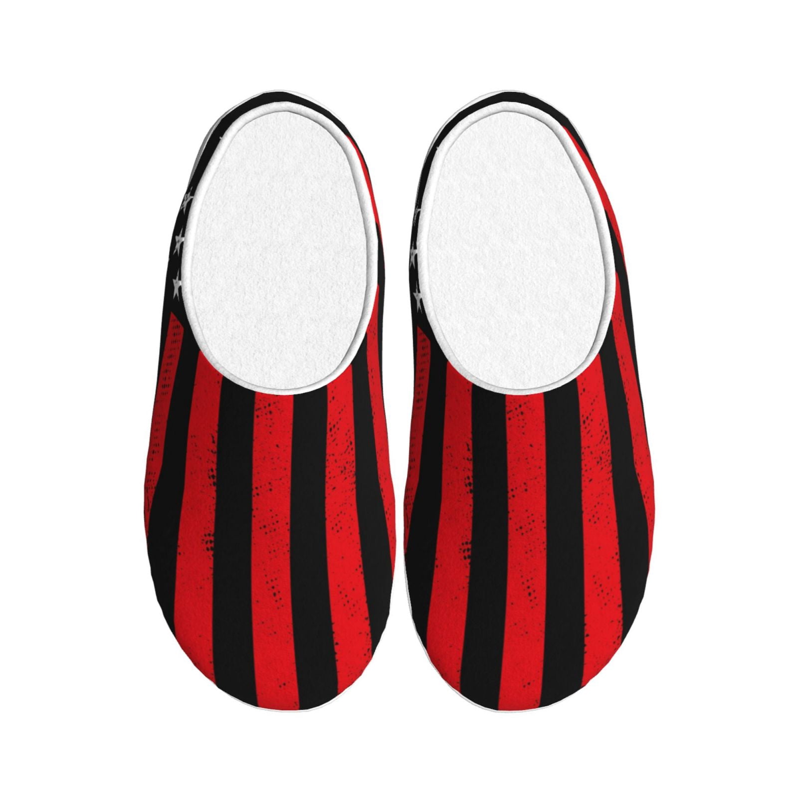 Disketp Nautical American Flag Women's Men's Slippers Plush Slip-On ...
