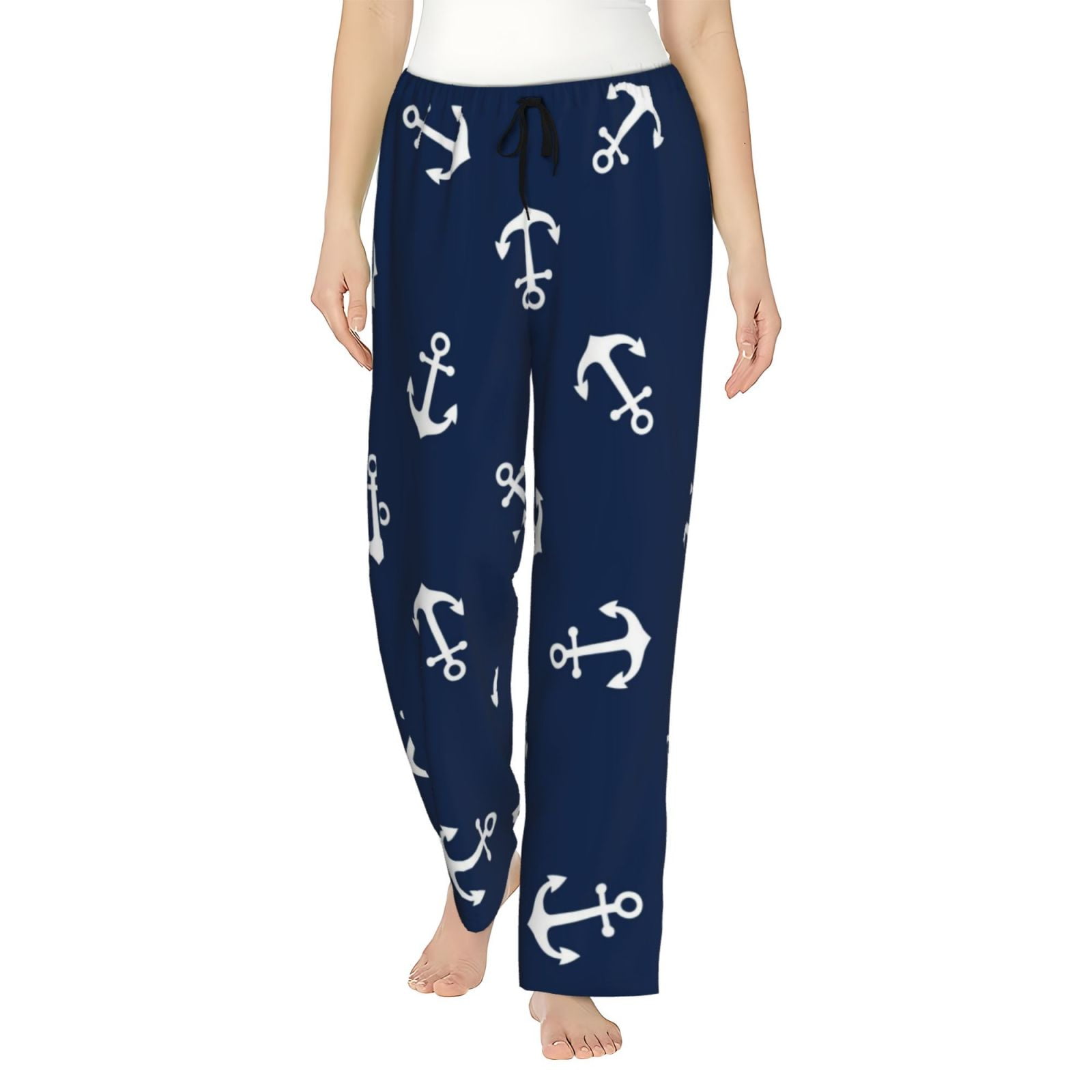 Disketp Nautical Themed Simple Anchors Print Women'S Comfy Pajama Pants ...