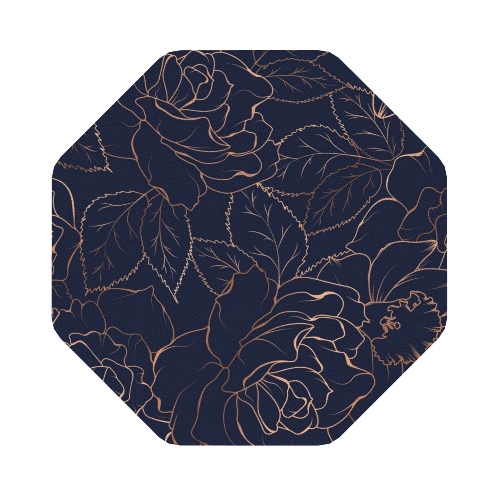 Disketp Navy Dark Blue Funny Coasters,4 Pcs Leather Coasters With ...