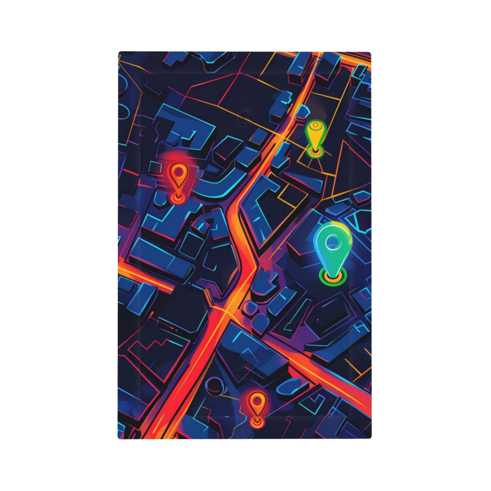 Disketp Neon City Map Decorative Light Switch or Outlet Wall Plate with ...