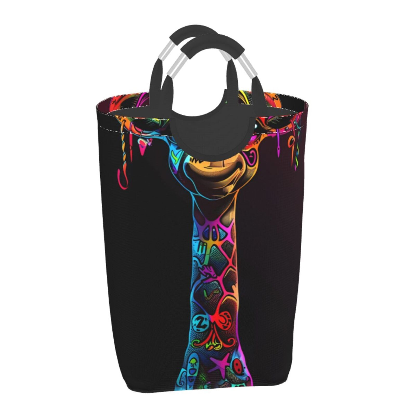 Disketp Neon Psychedelic Giraffe Square Laundry Bag Large Collapsible ...