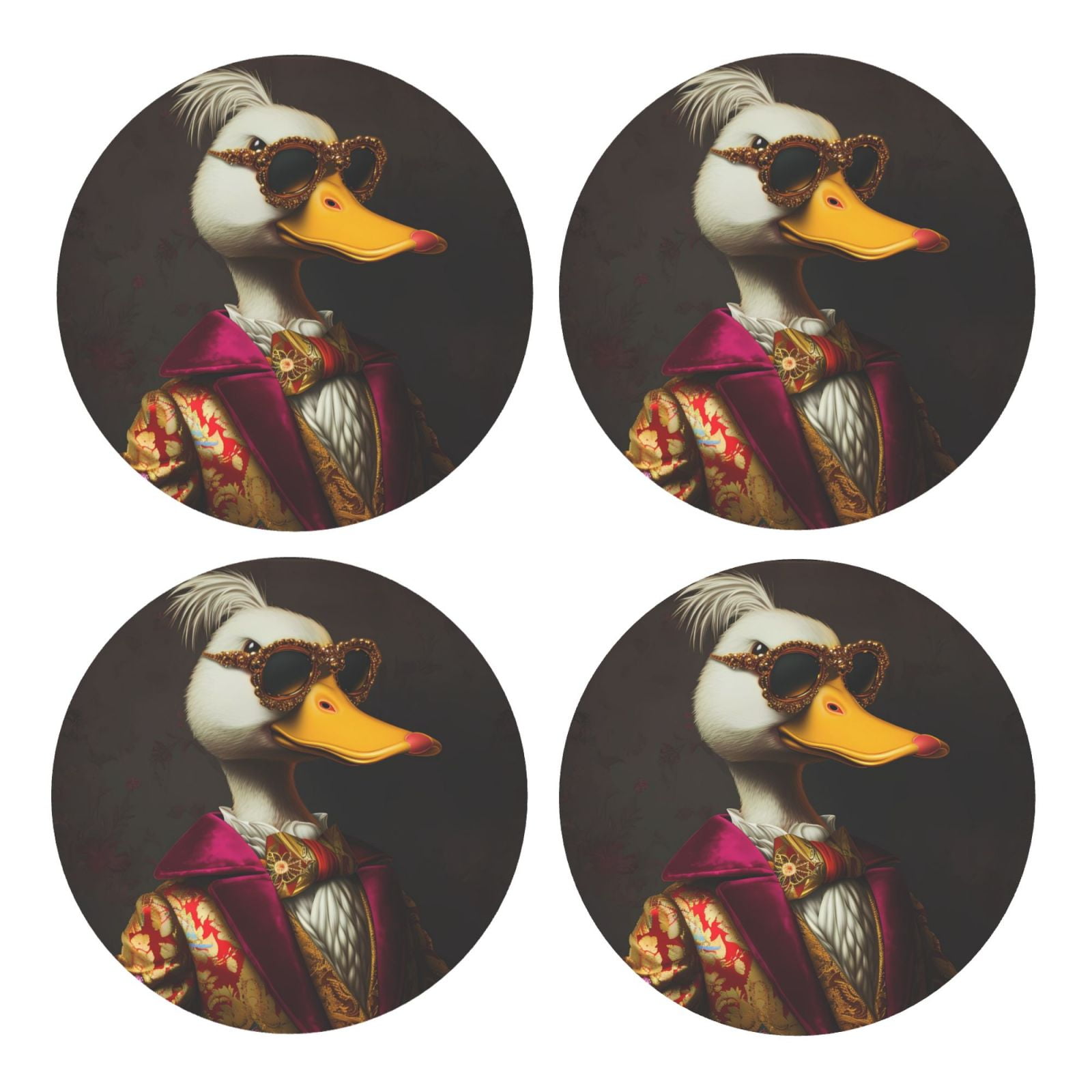 Disketp Noble Style Duck MDF Cork Coaster 4 Pcs - Absorbent Beverage ...
