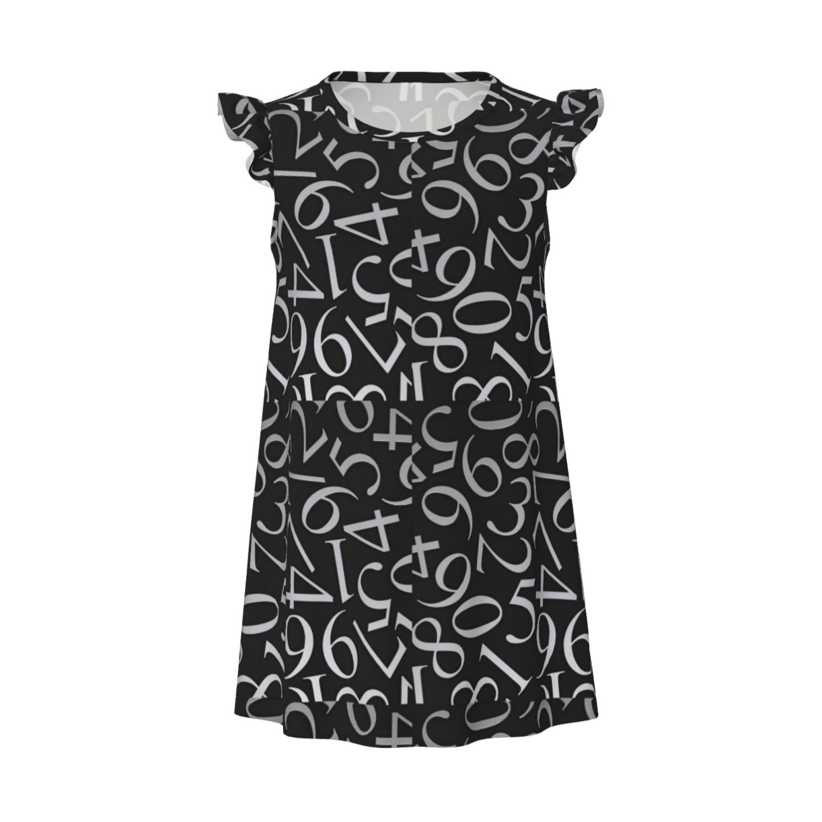 Disketp Numbers Print Girls Nightgowns 3-10 Years Flutter Short Sleeves ...