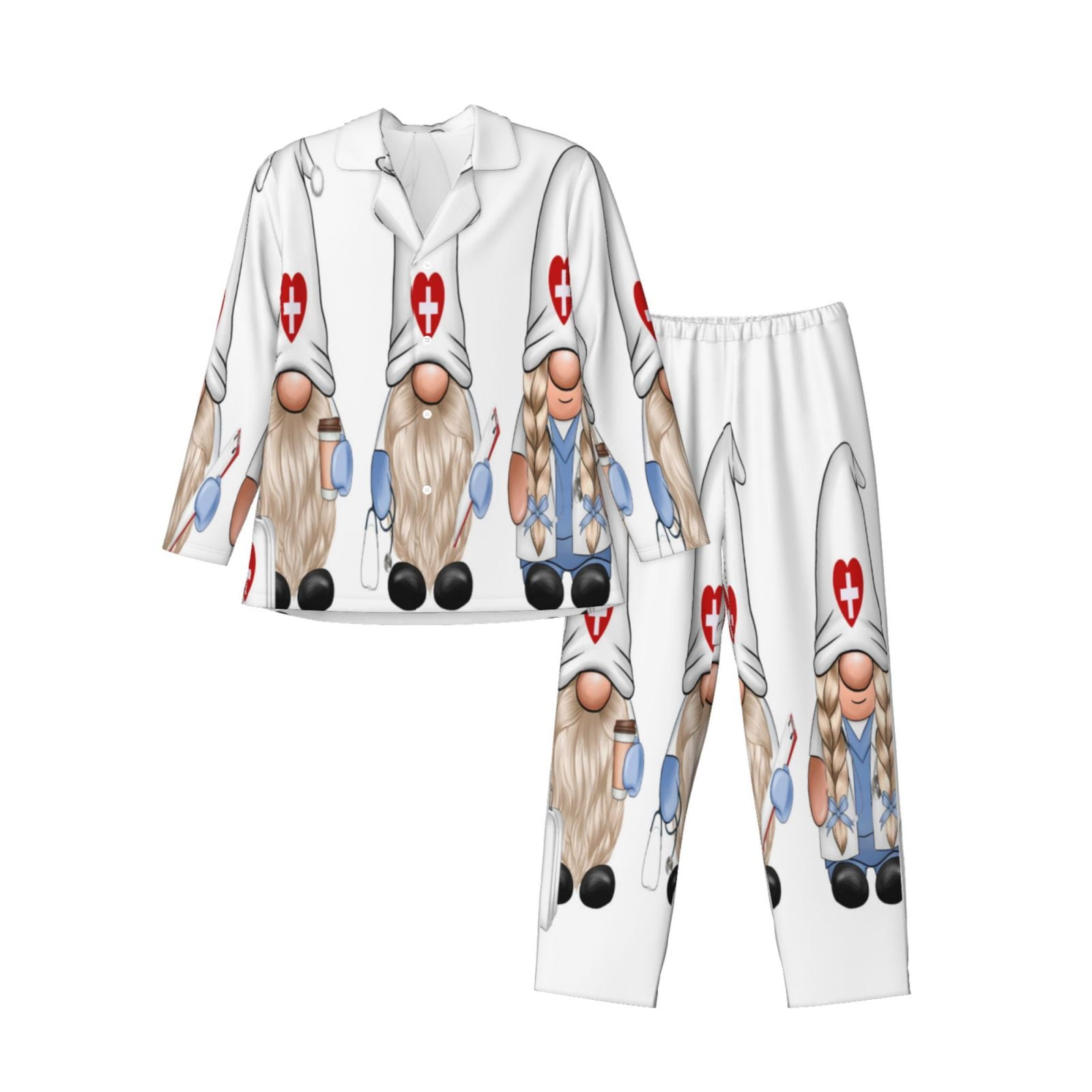 Disketp Nurse doctor gnome for Pajamas Set Long Sleeve Sleepwear Mens ...