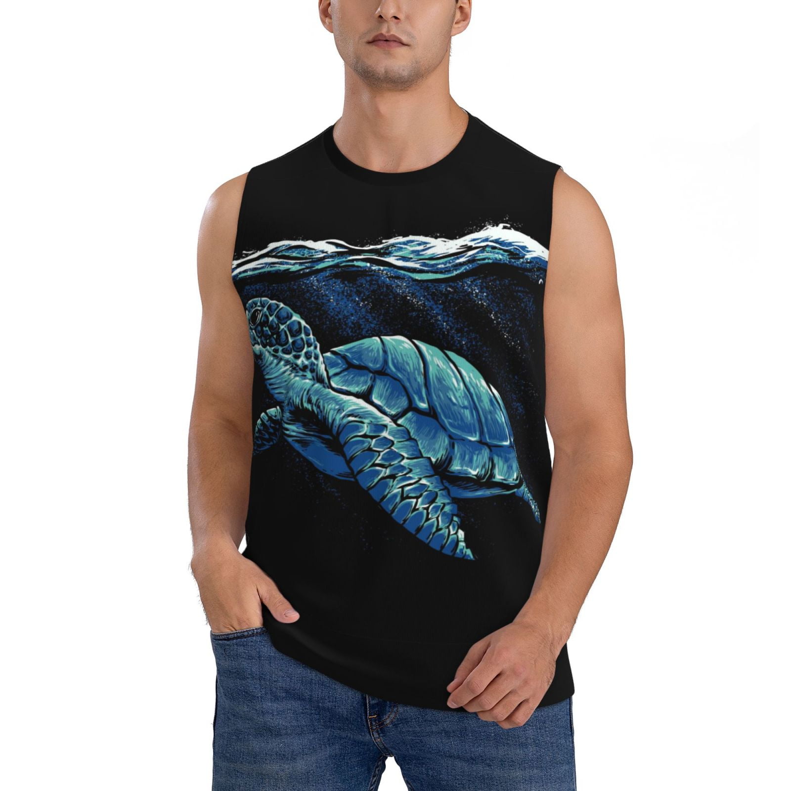 Disketp Ocean Turtle Sleeveless Tshirts For Men, Muscle Shirts For Men ...