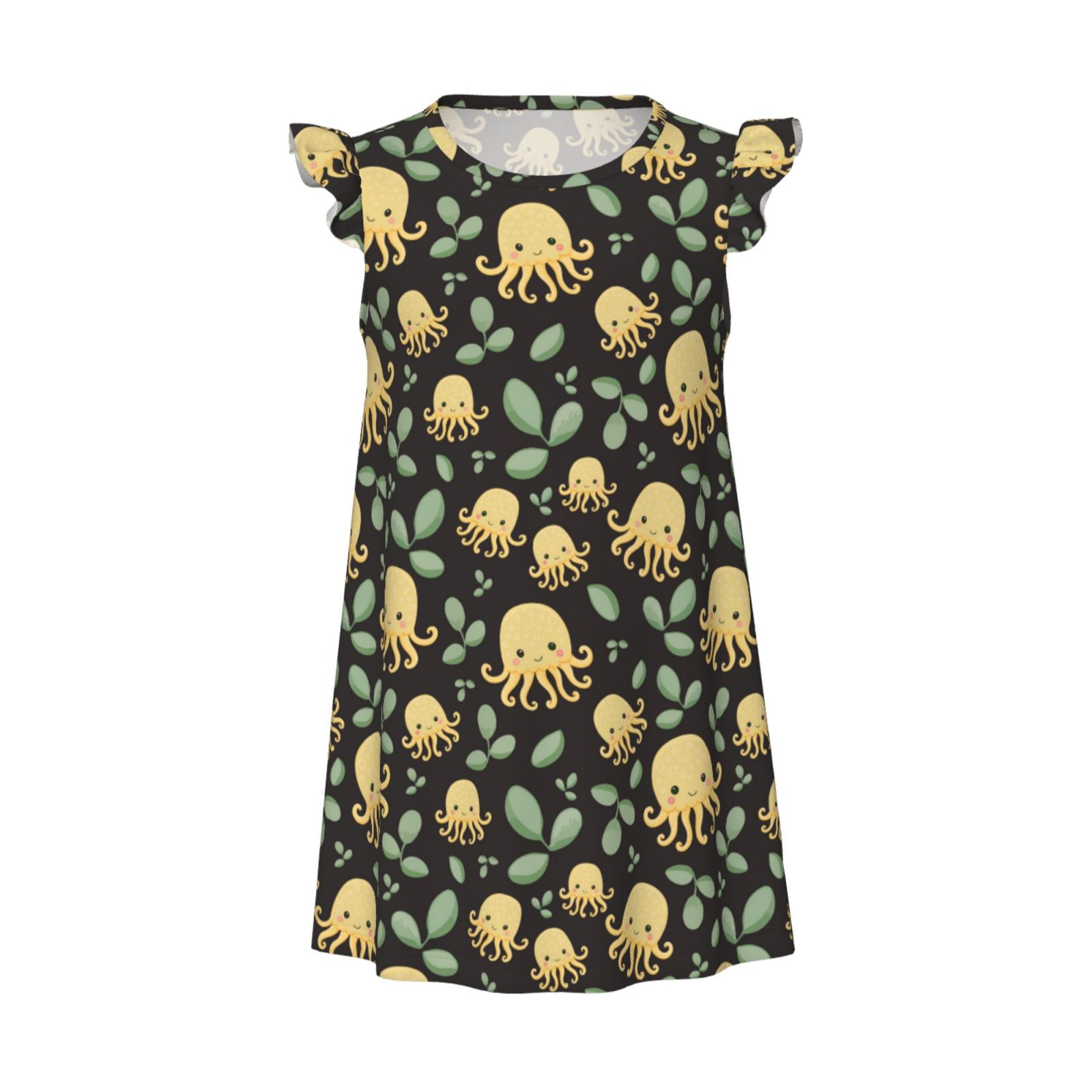 Disketp Octopuses And Leaves Print Girls Nightgowns 3-10 Years Flutter ...