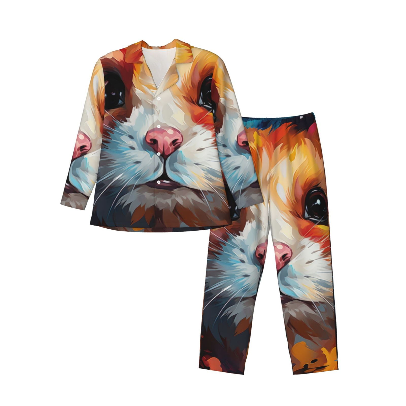 Disketp Oil Painting Colorful Hamster for Pajamas Set Long Sleeve ...