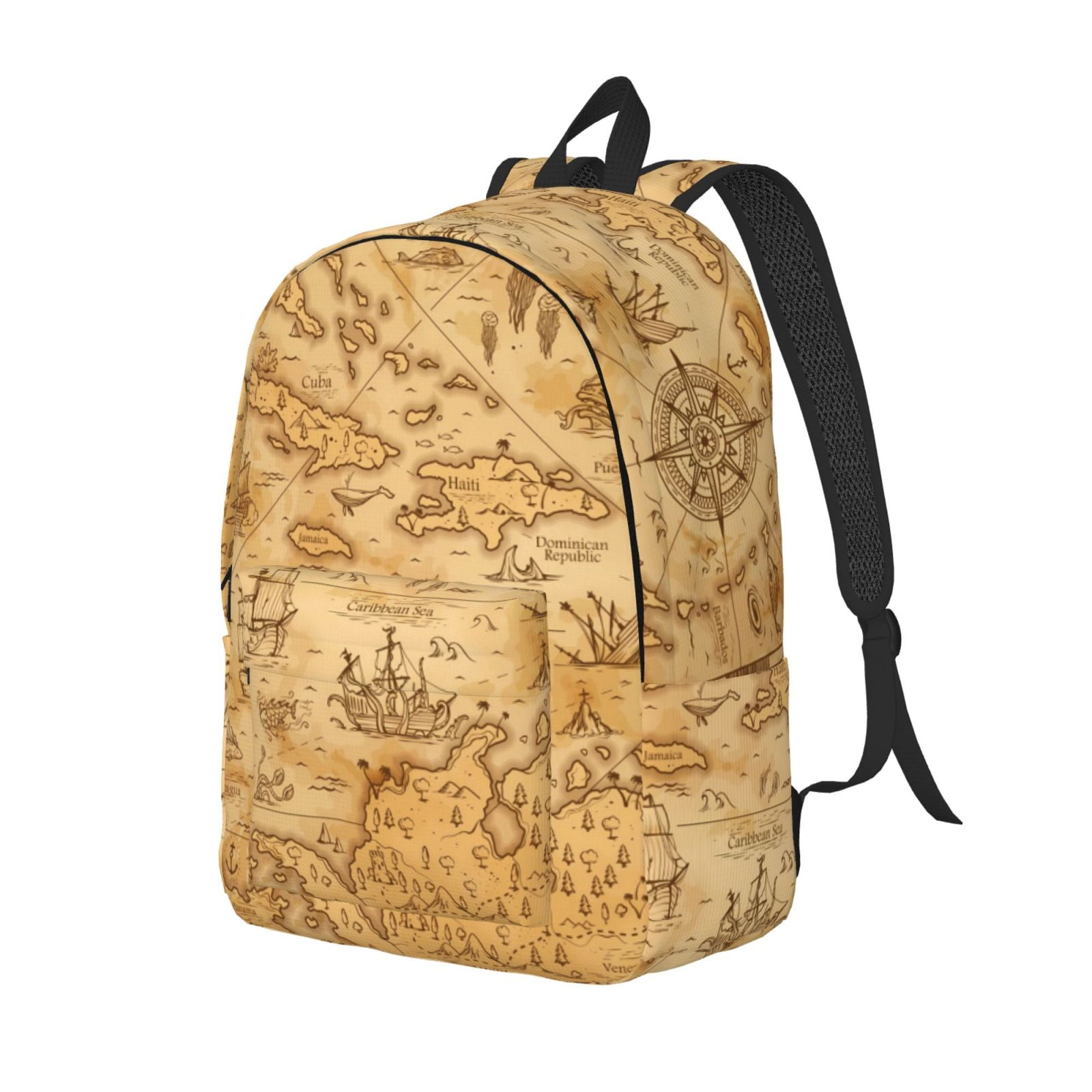 Disketp Old Vintage Map Of Sea Canvas Backpack Lightweight Travel ...