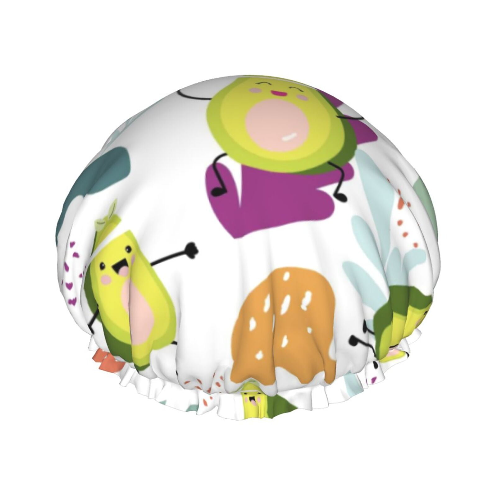 Disketp Orange Green Avocado Shower Caps,Reusable Shower Cap For Women ...
