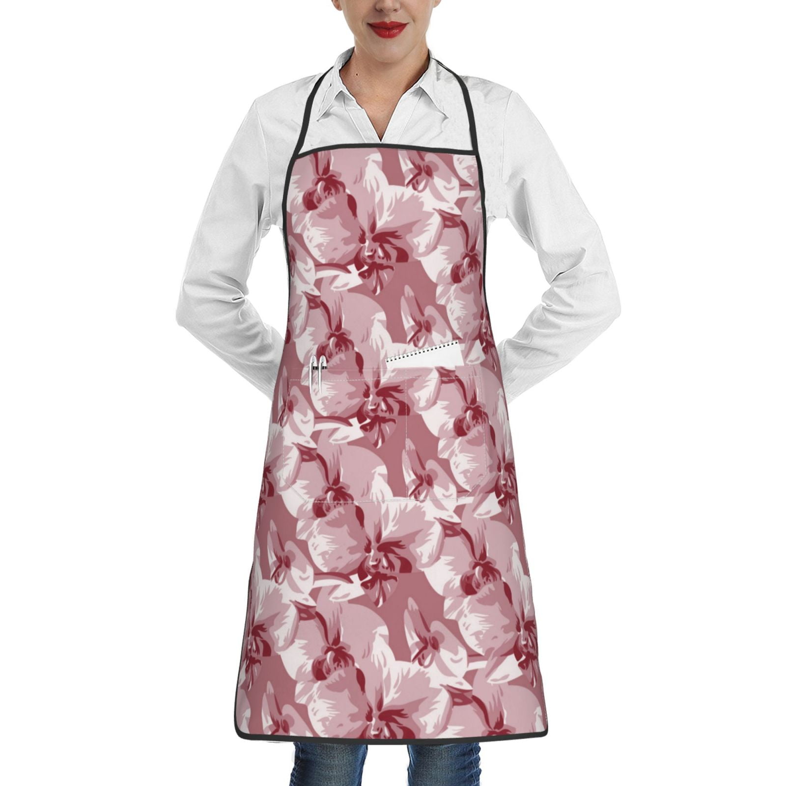 Disketp Orchids Flowers Kitchen Apron with adjustable Aprons for Women ...
