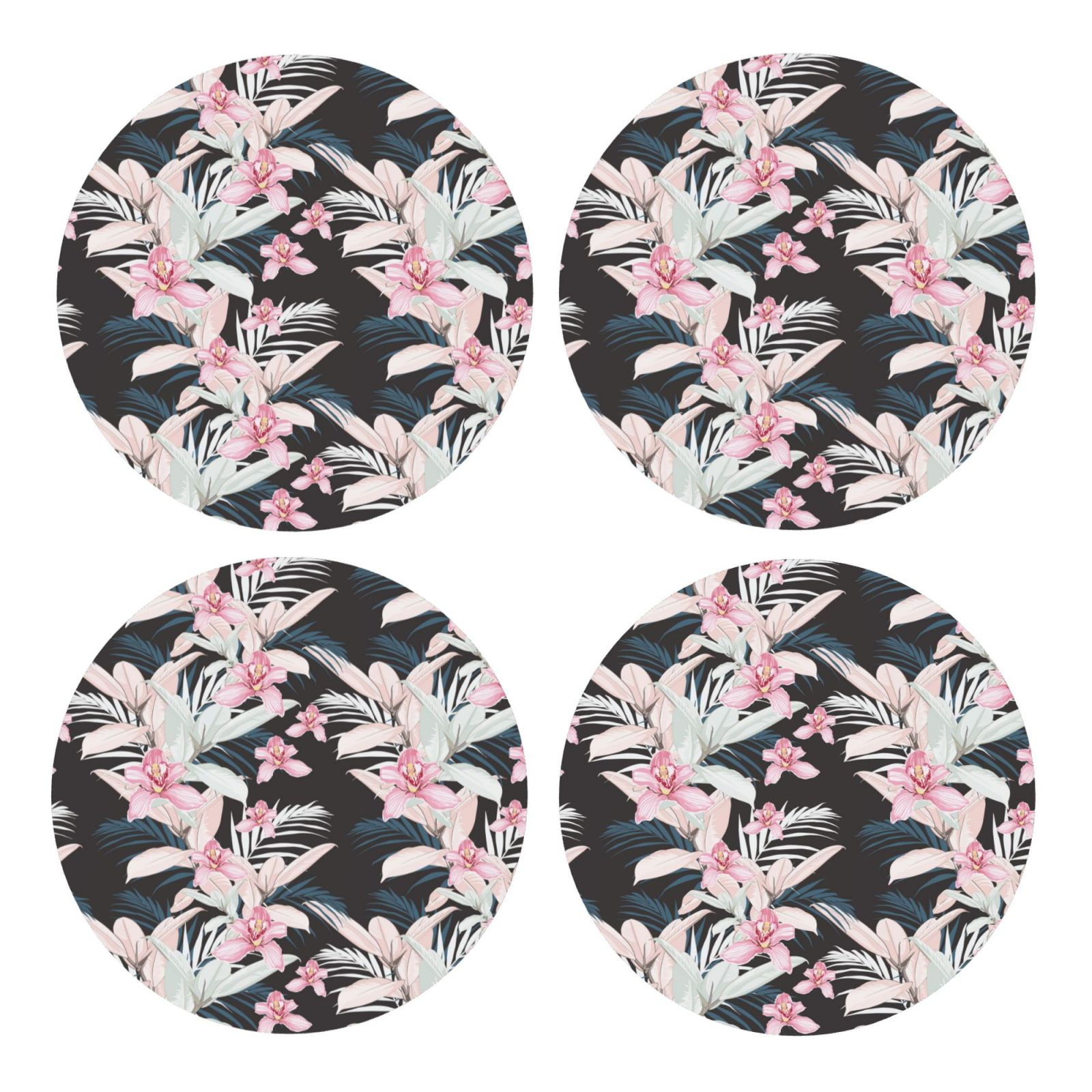 Disketp Orchids Flowers MDF Cork Coaster 4 Pcs - Absorbent Beverage ...