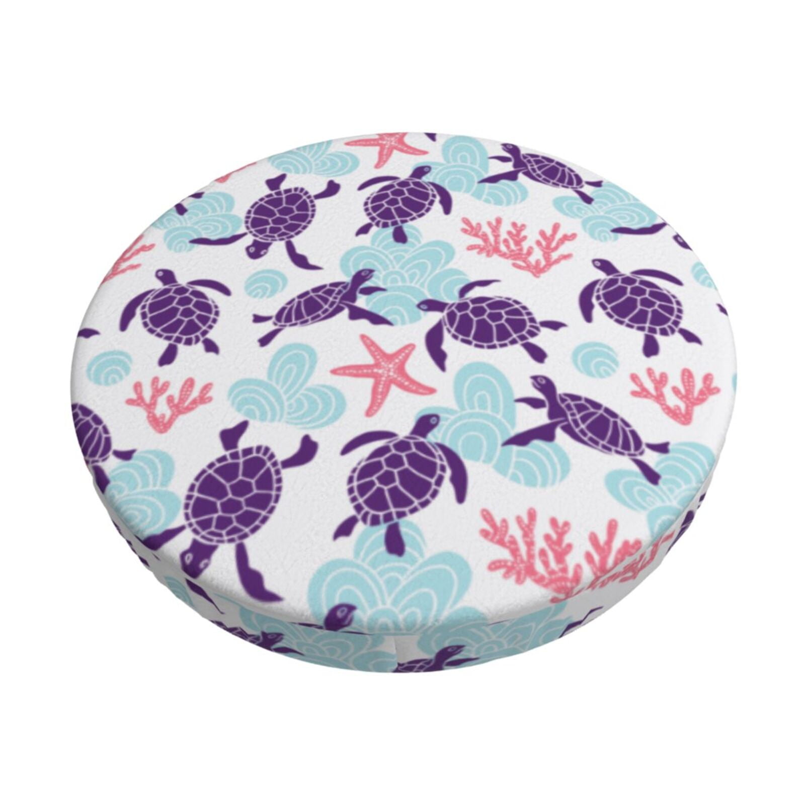 Disketp Ornamental Turtles Stool Covers Round, Super Soft Round Bar ...