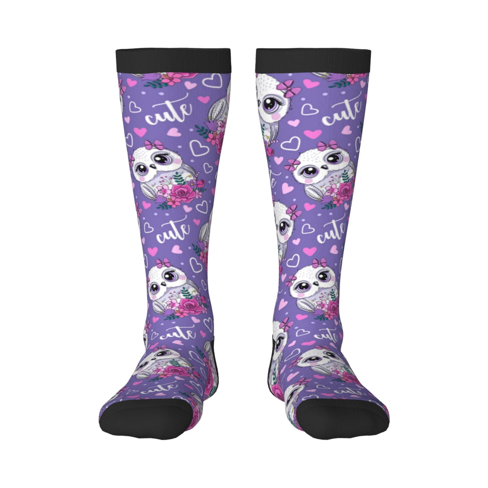 Disketp Owl And Flowers Print Unisex Contrast Color Stockings ...