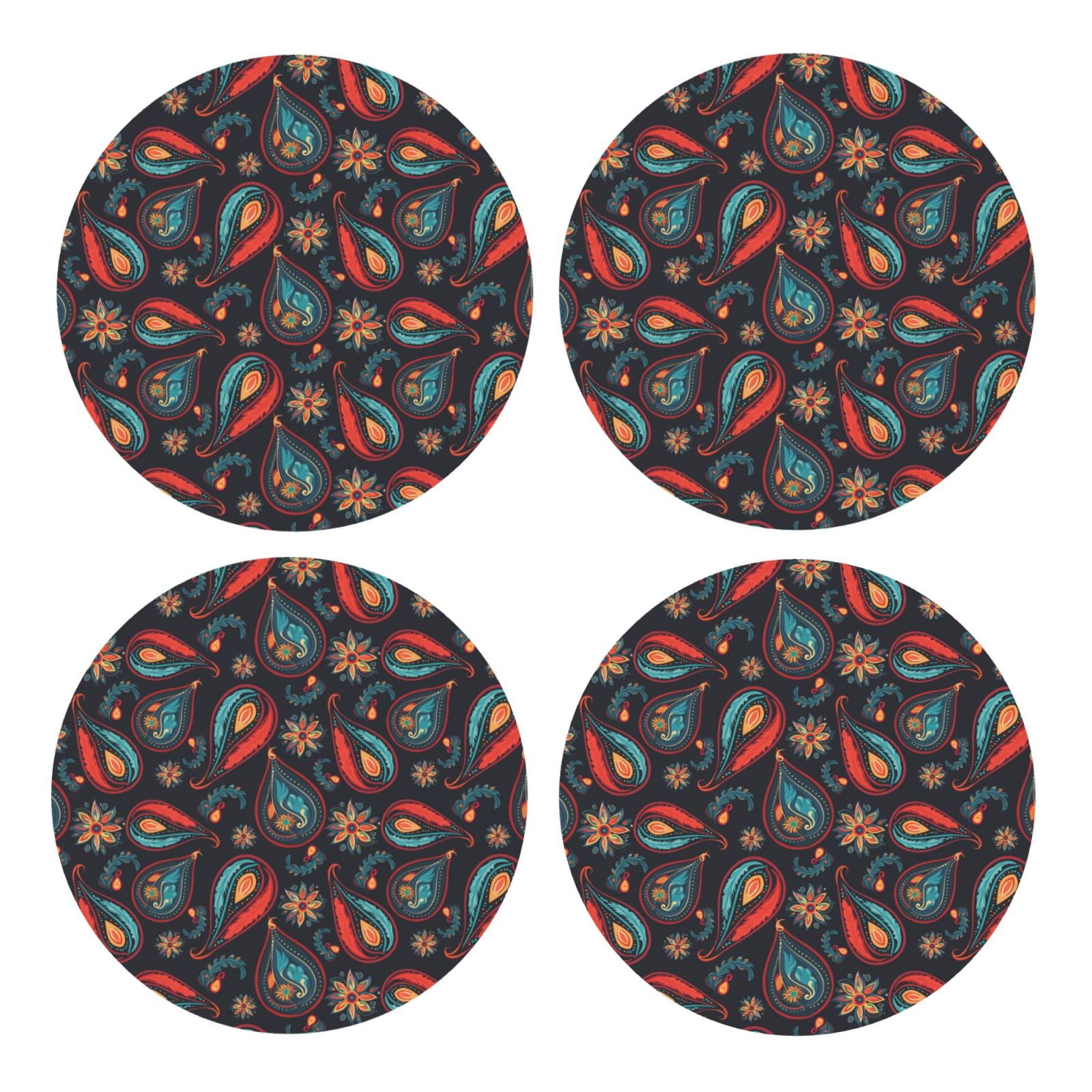Disketp Paisley1 MDF Cork Coaster 4 Pcs - Absorbent Beverage Coasters ...