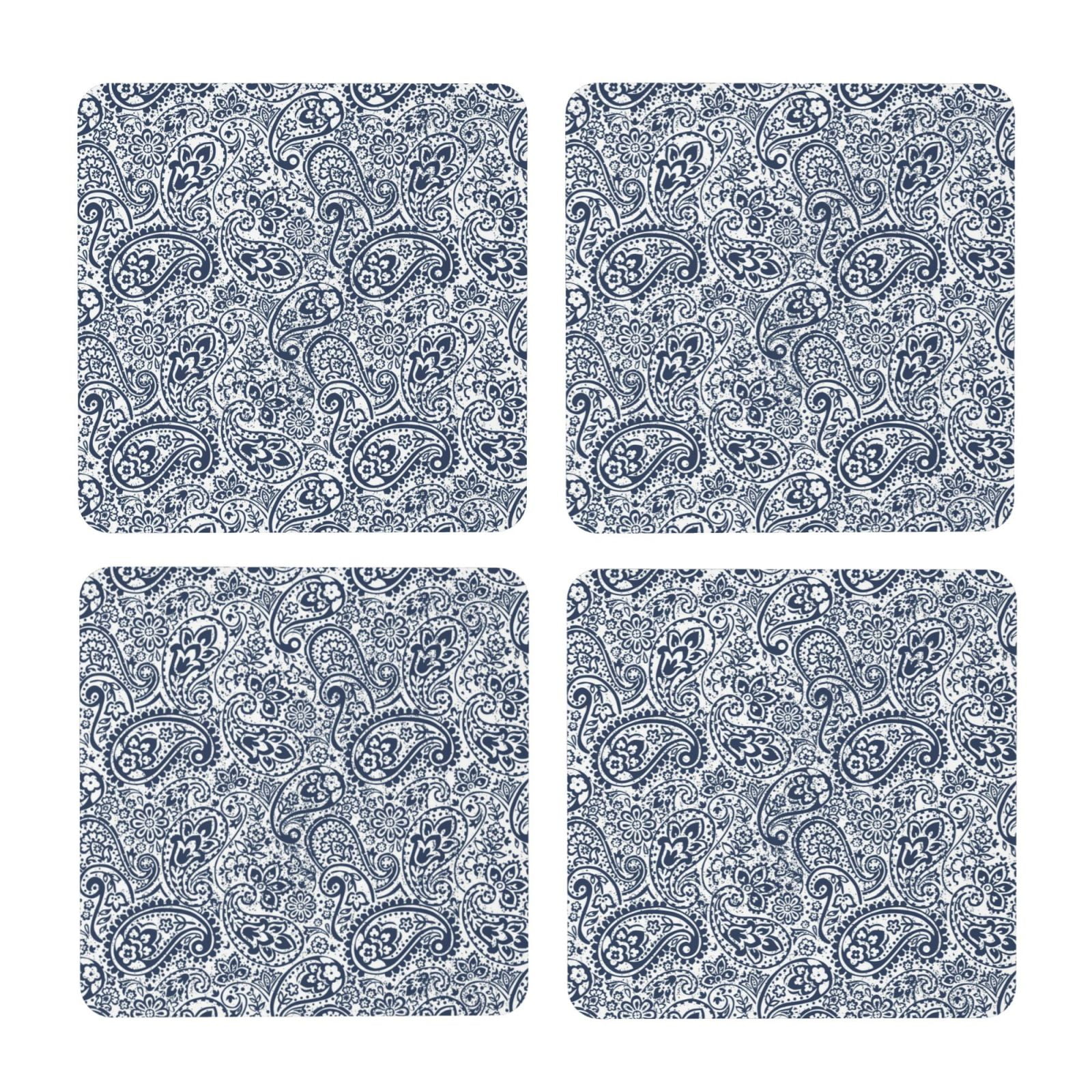 Disketp Paisley4 MDF Cork Coaster 4 Pcs - Absorbent Beverage Coasters ...