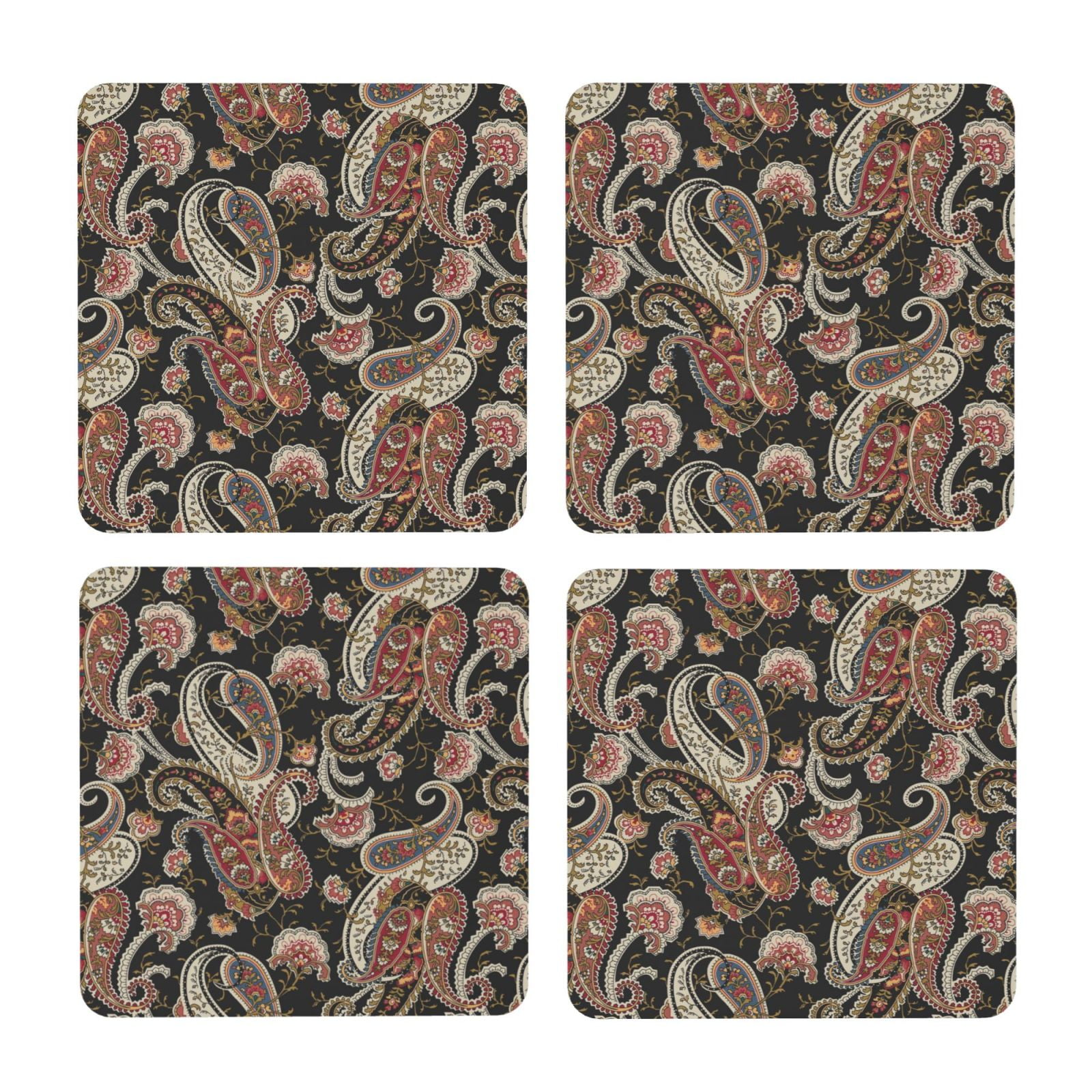 Disketp Paisley6 MDF Cork Coaster 4 Pcs - Absorbent Beverage Coasters ...