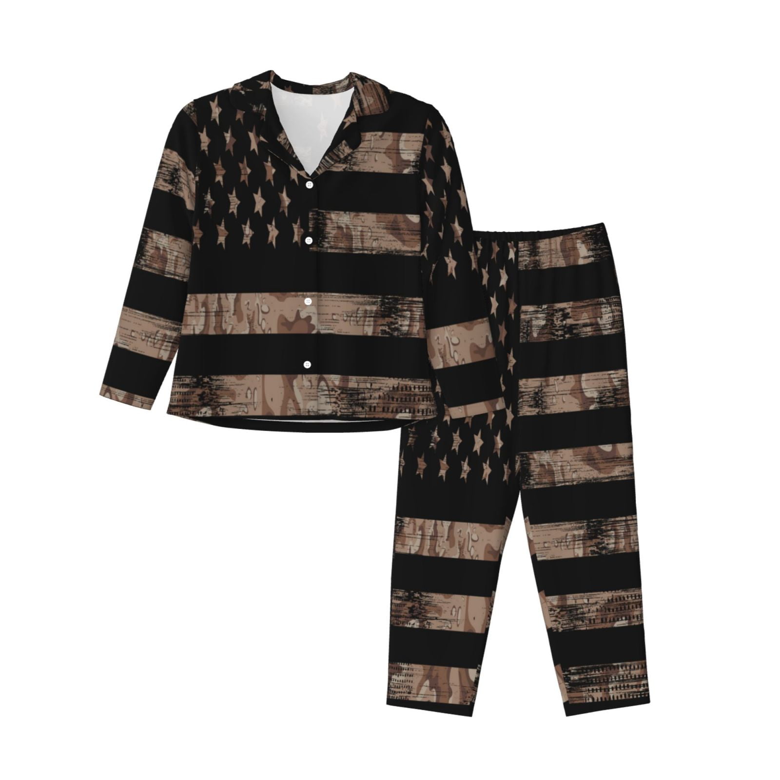 Disketp Pajamas Set Long Sleeve Sleepwear Womens Button Down Nightwear ...